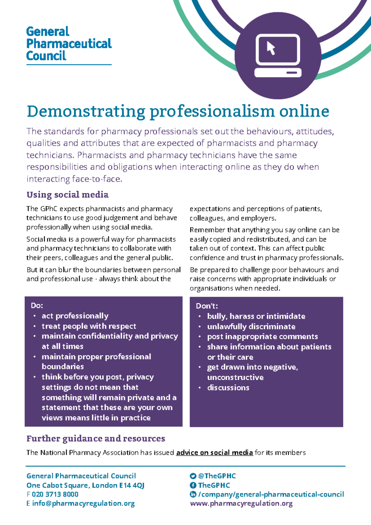 Demonstrating Professionalism Online: Guidelines for Pharmacy ...