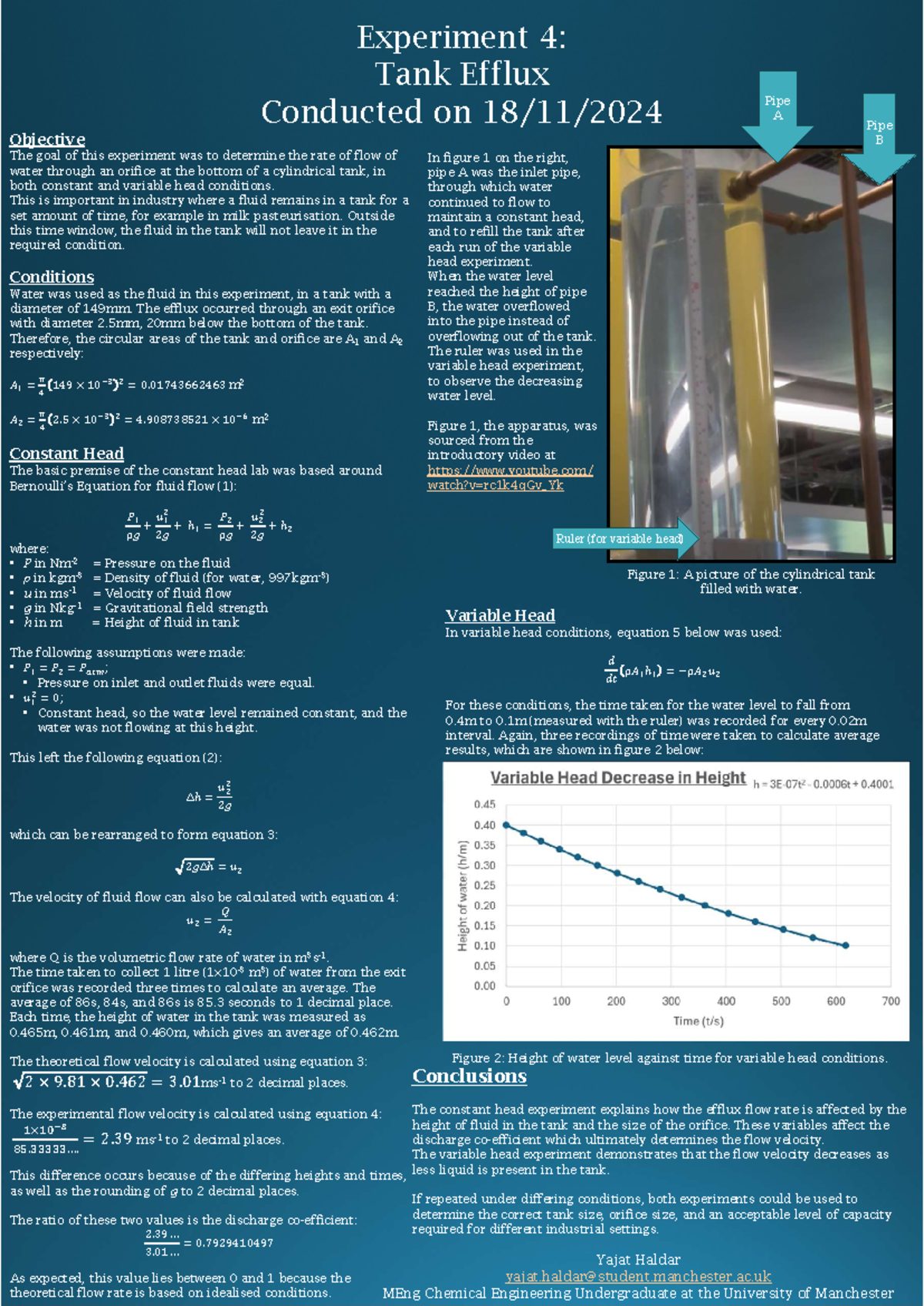 Lab 4: Tank Efflux Experiment on Pipe A - Flow Rate Analysis - Studocu