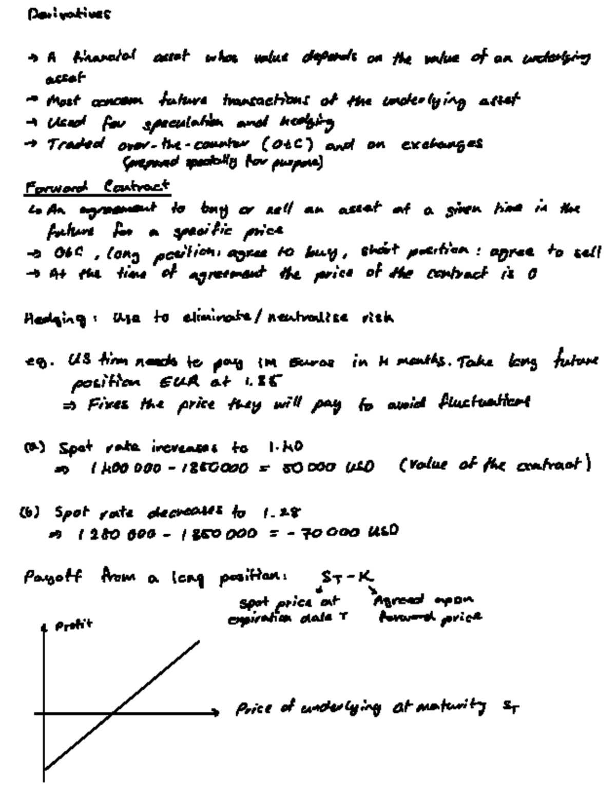 Derivatives - Forward Contract Analysis and Applications - Studeersnel