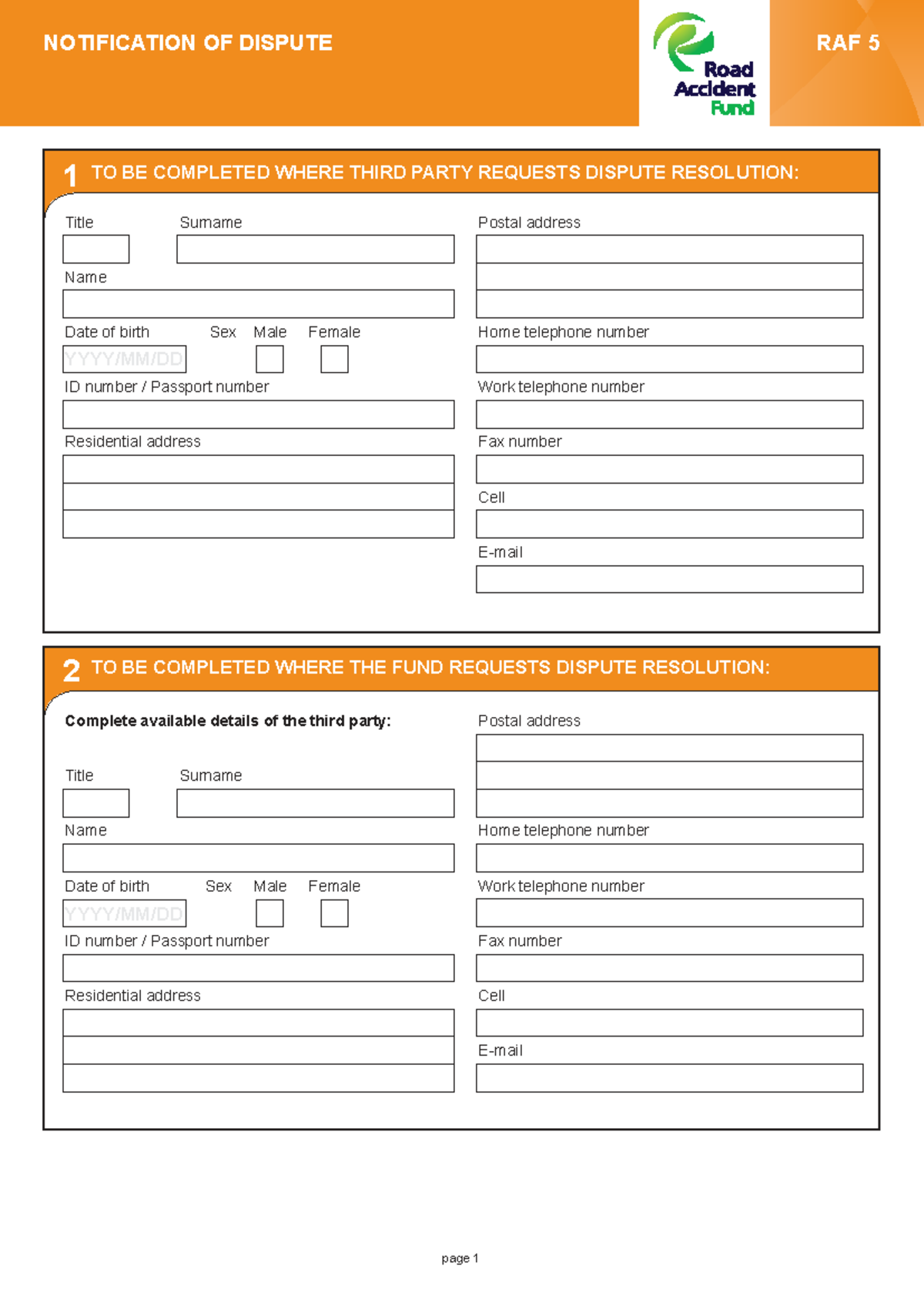 Notification of Dispute Resolution - RAF 5 Claim Form - Studocu