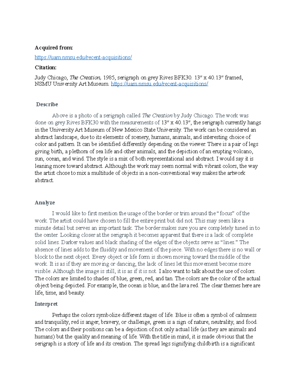 Art Criticism of UAM - art critique example set - Acquired from: uam ...