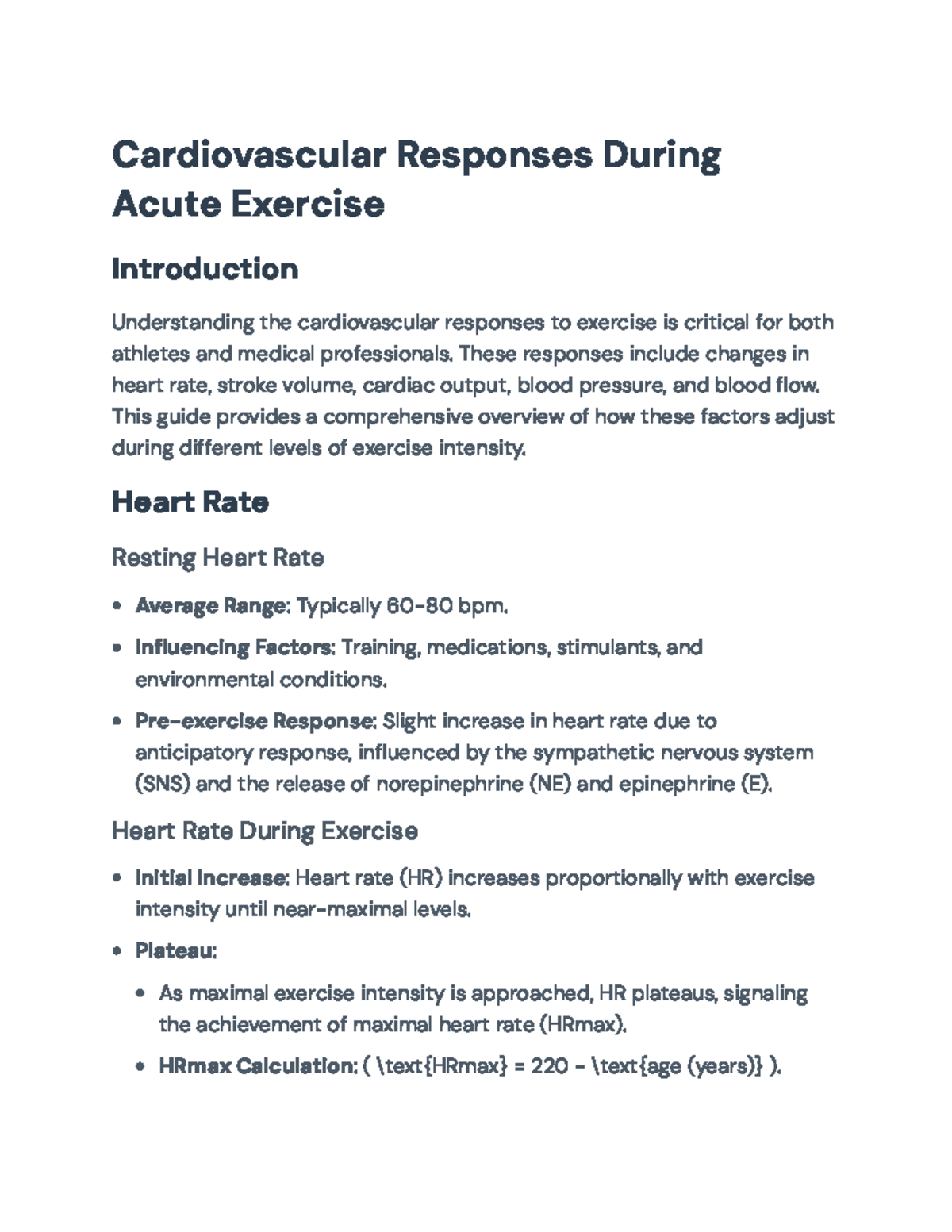 CV Responses to Acute Exercise: Key Mechanisms & Adaptations Guide ...