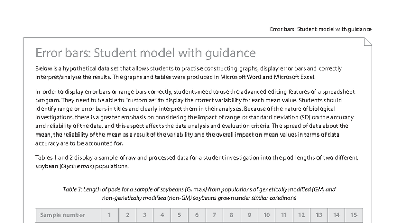 Biology TSM: Error Bars & Data Interpretation Guidance - Studocu