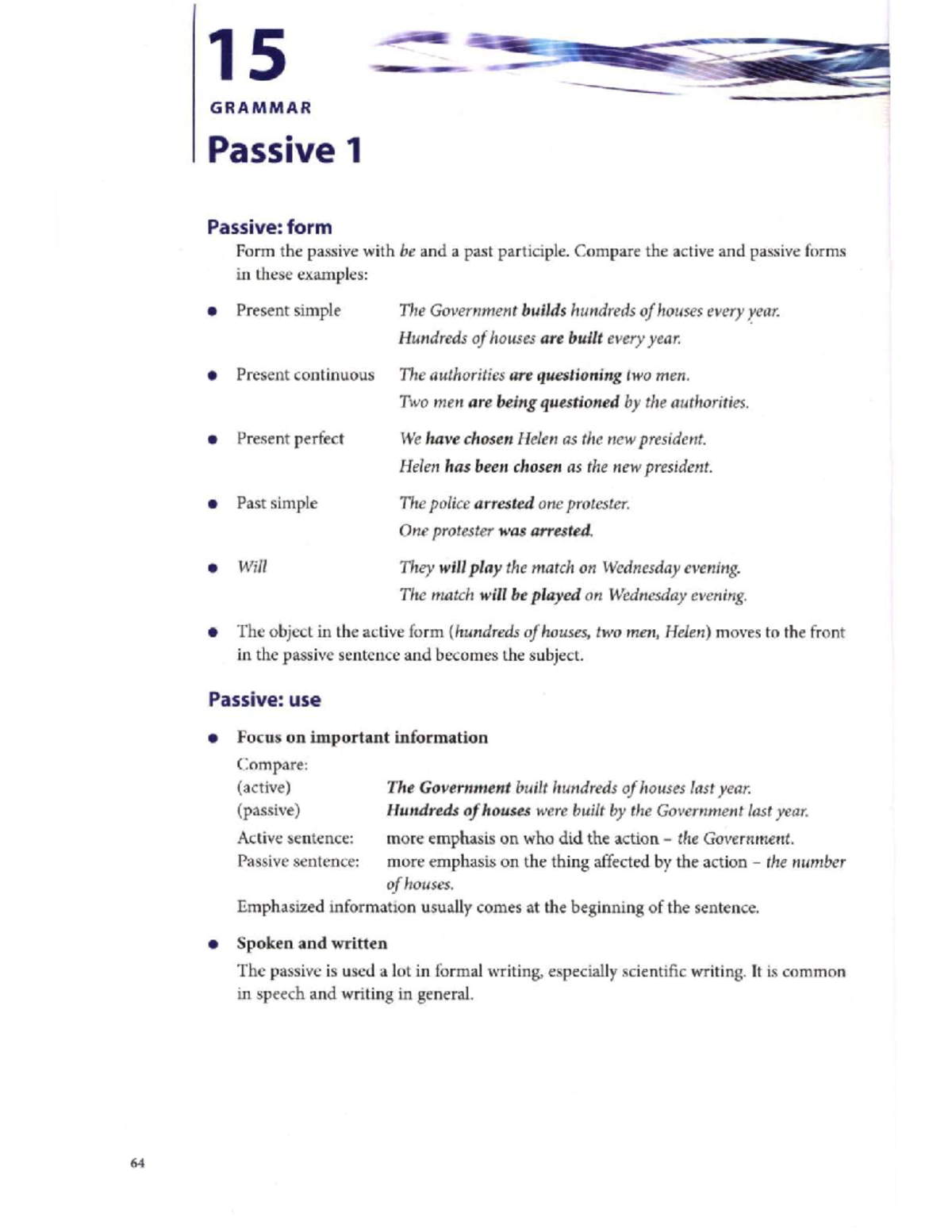 Intermediate Grammar U6: Passive Voice in Present & Past Tense - Studocu