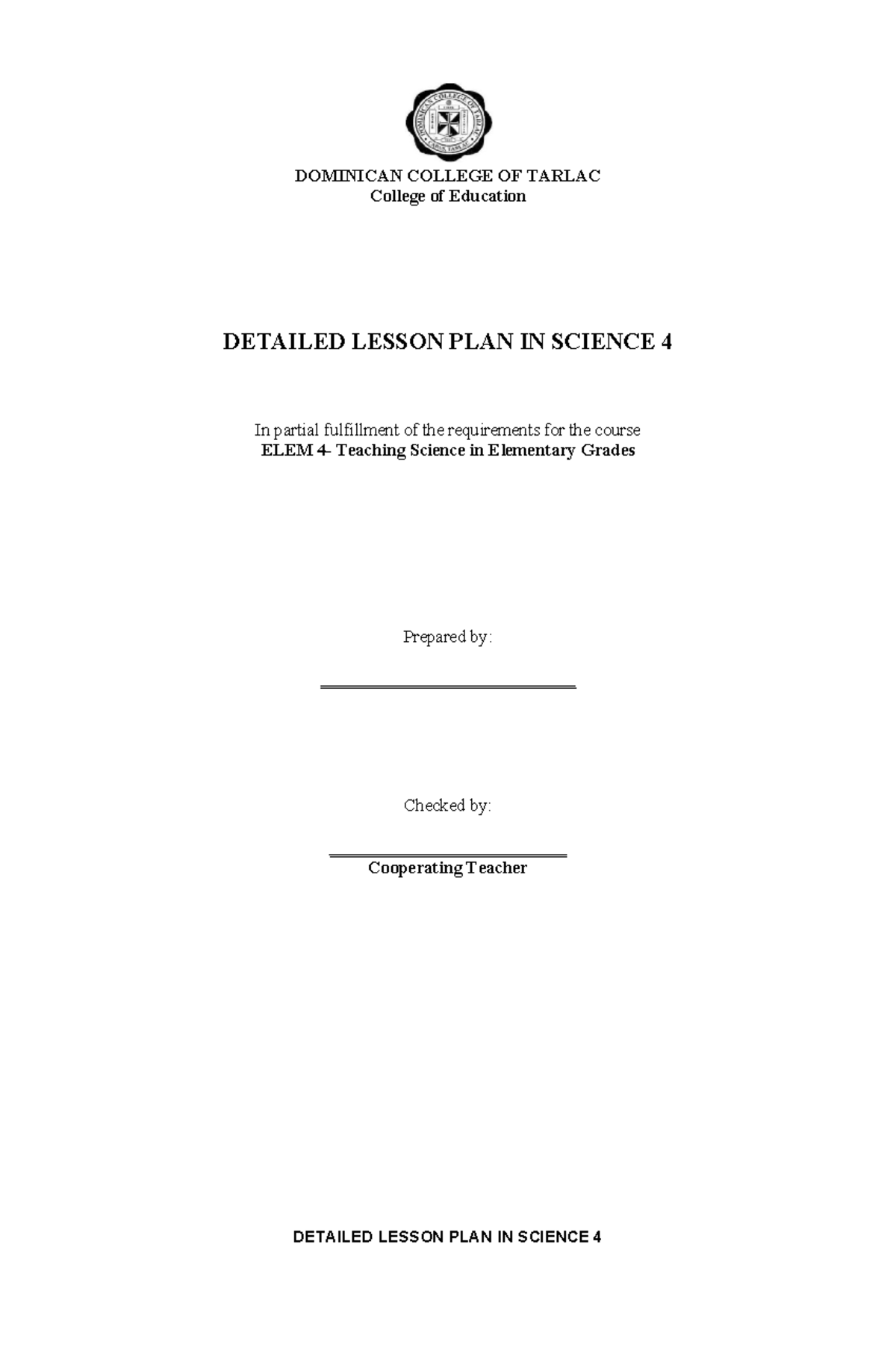 Detailed Lesson Plan on Changes in Solid Materials - Science 4 ELEM 4 - Studocu