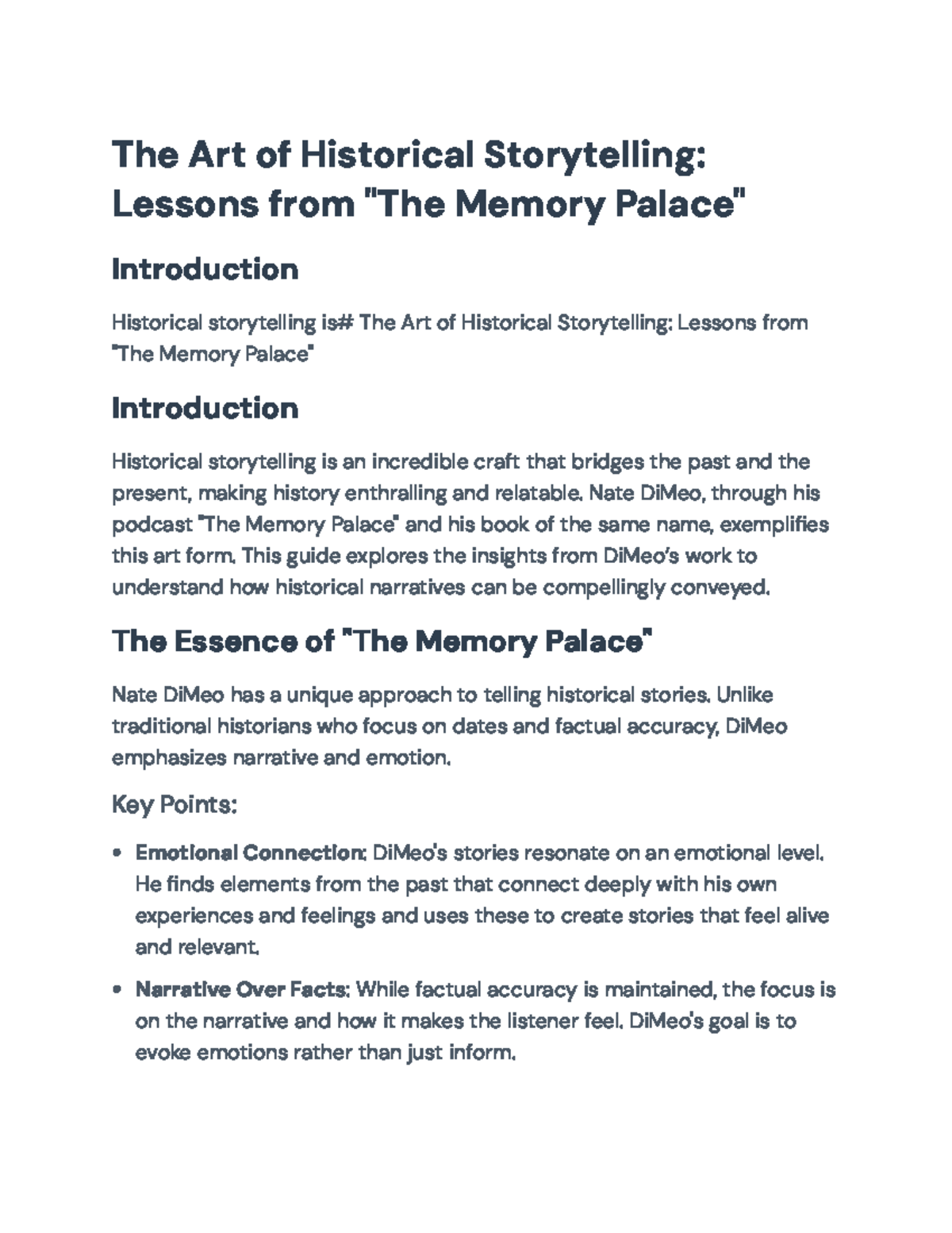 The Art of Historical Storytelling: Insights from "The Memory Palace ...