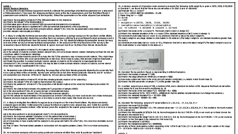 WEEK 1 & 2 Cheat Sheet: Simple Random Sampling & Statistics - Studocu
