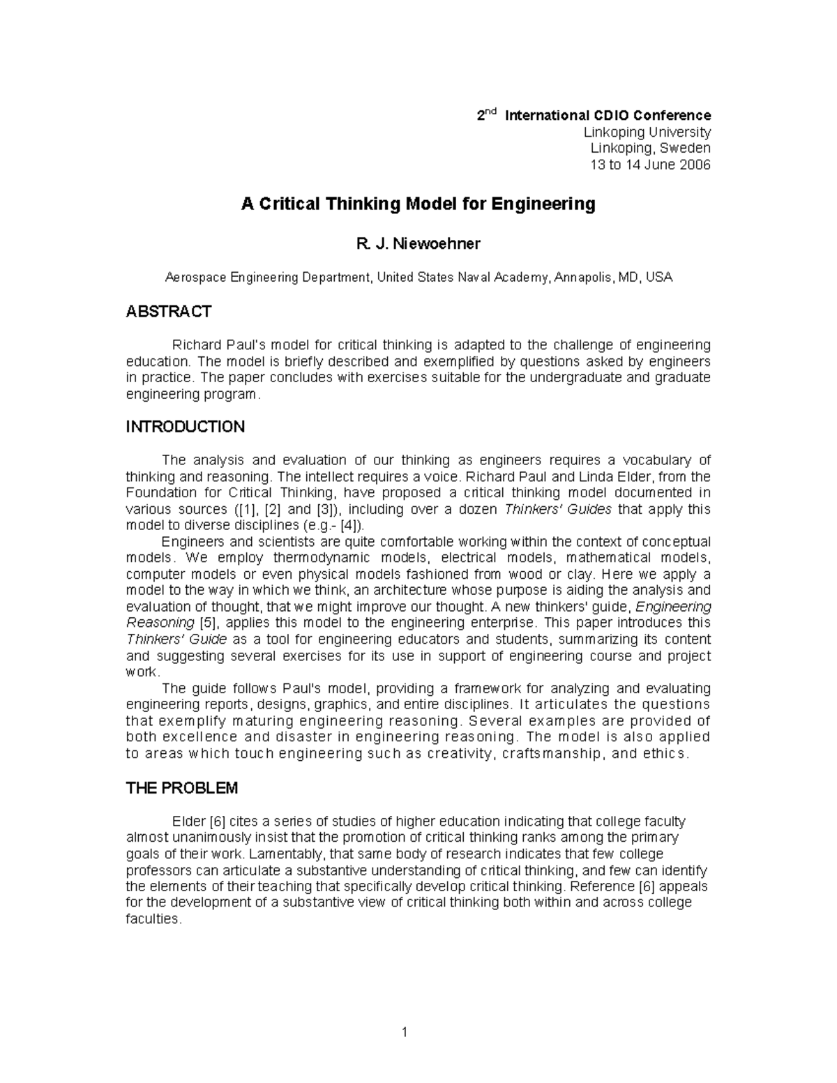 Critical Thinking Model for Engineering Education (ENG 200) - Studocu