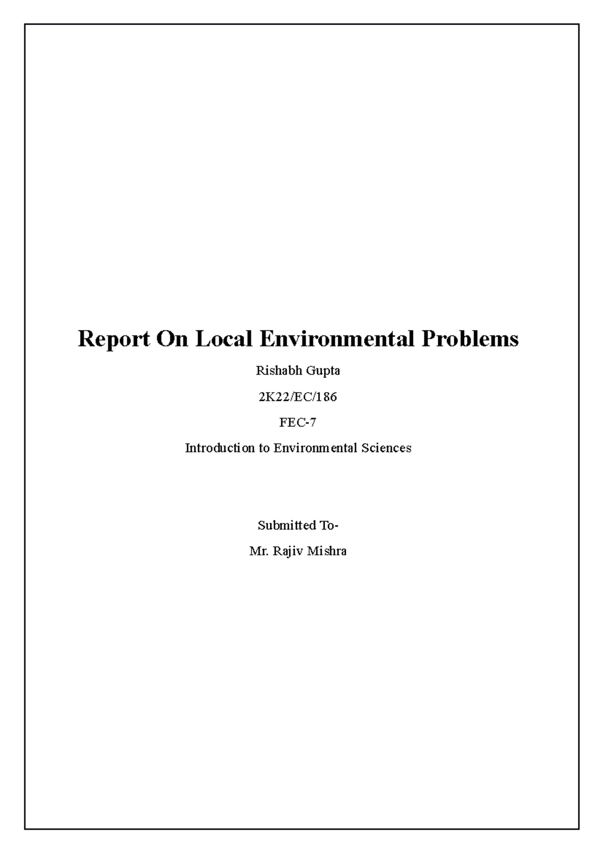 Report on Environmental Issues Related to Landfill Expansion (2K22/EC ...