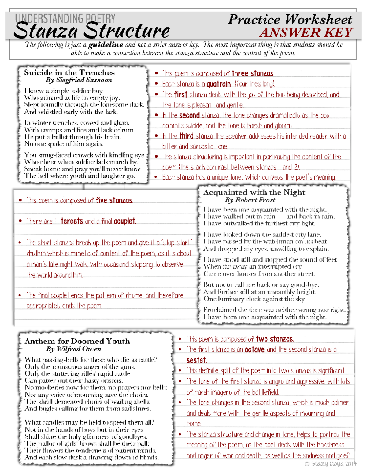 Understanding Poetry Structure: Teacher Keys (KA Cycles 2,3) - Studocu