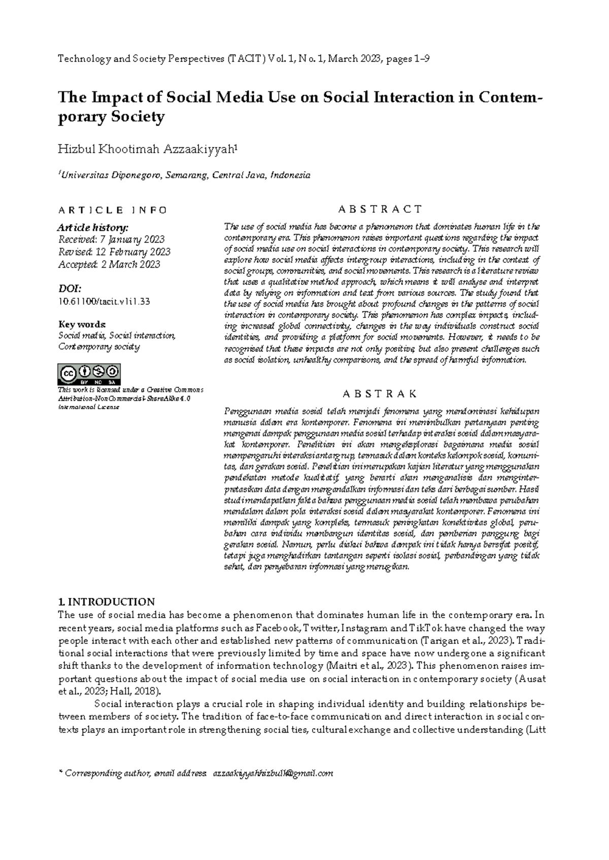 The Impact of Social Media on Social Interaction in Society (TACIT ...