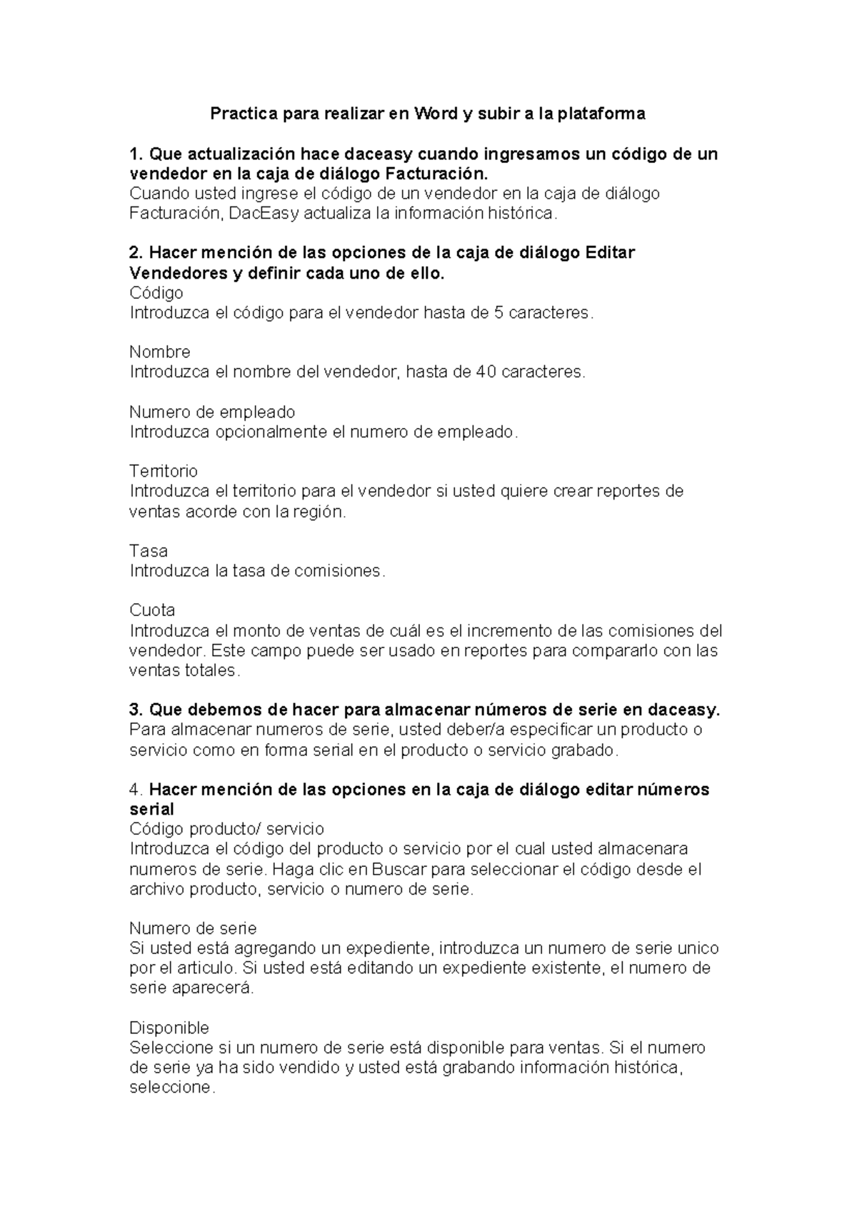 Práctica II - Uso de DacEasy en INF 408 - Studocu