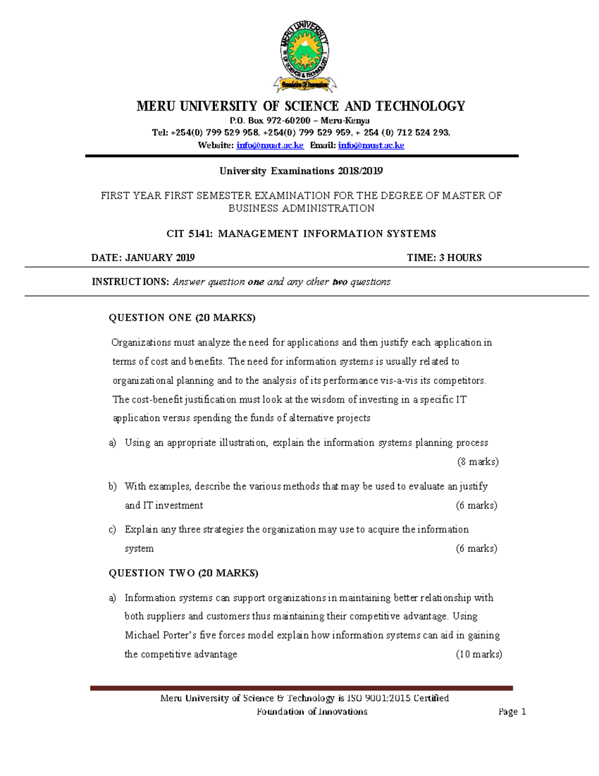 CIT 5141: MBA Final Exam Notes on Management Information Systems - Studocu