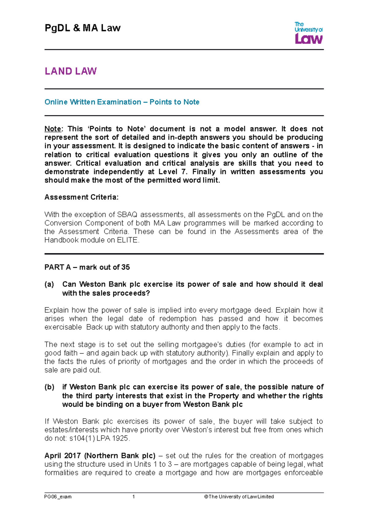 LAND LAW EXAM - CRUCIAL ESSENTIALS & EVALUATION STRATEGIES - Studocu