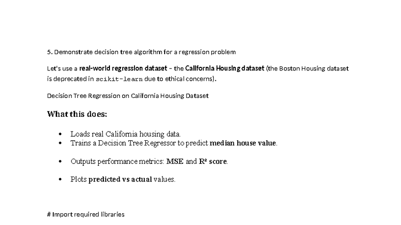 Decision Tree Regression on California Housing Dataset (ML 5th ...