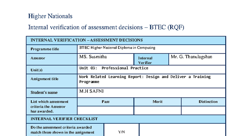 BTEC HND Computing Unit 03: Professional Practice Assignment Report - Studocu