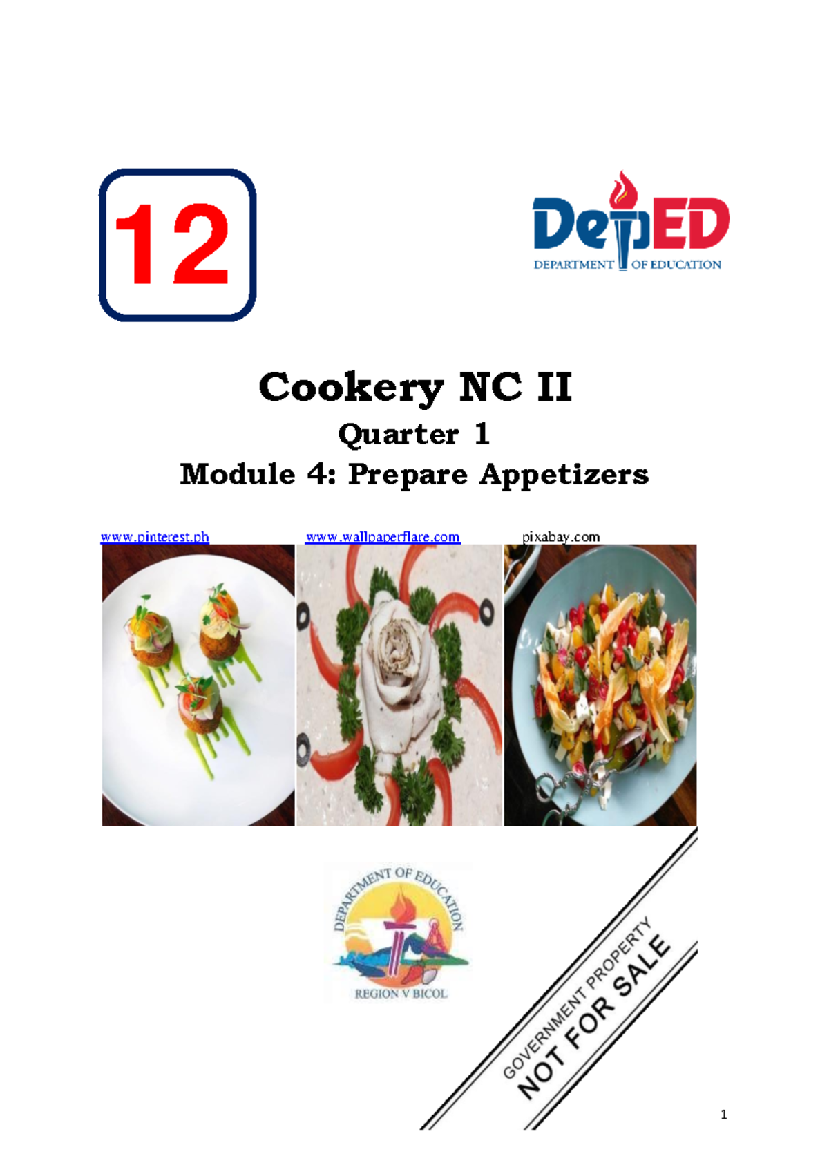 Cookery G12 Module 4 Q1 - Cookery NC II Quarter 1 Module 4: Prepare ...