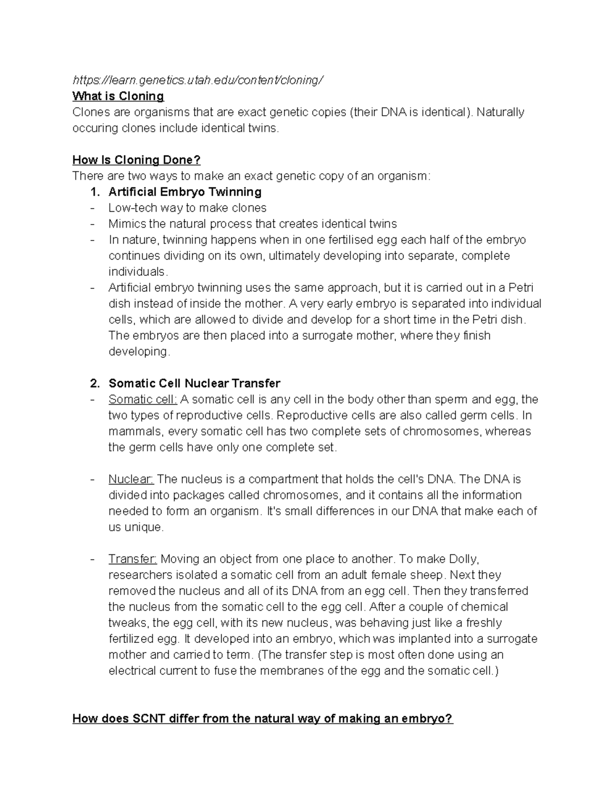 2019 BIO Cloning Notes: Understanding Cloning Techniques and History ...