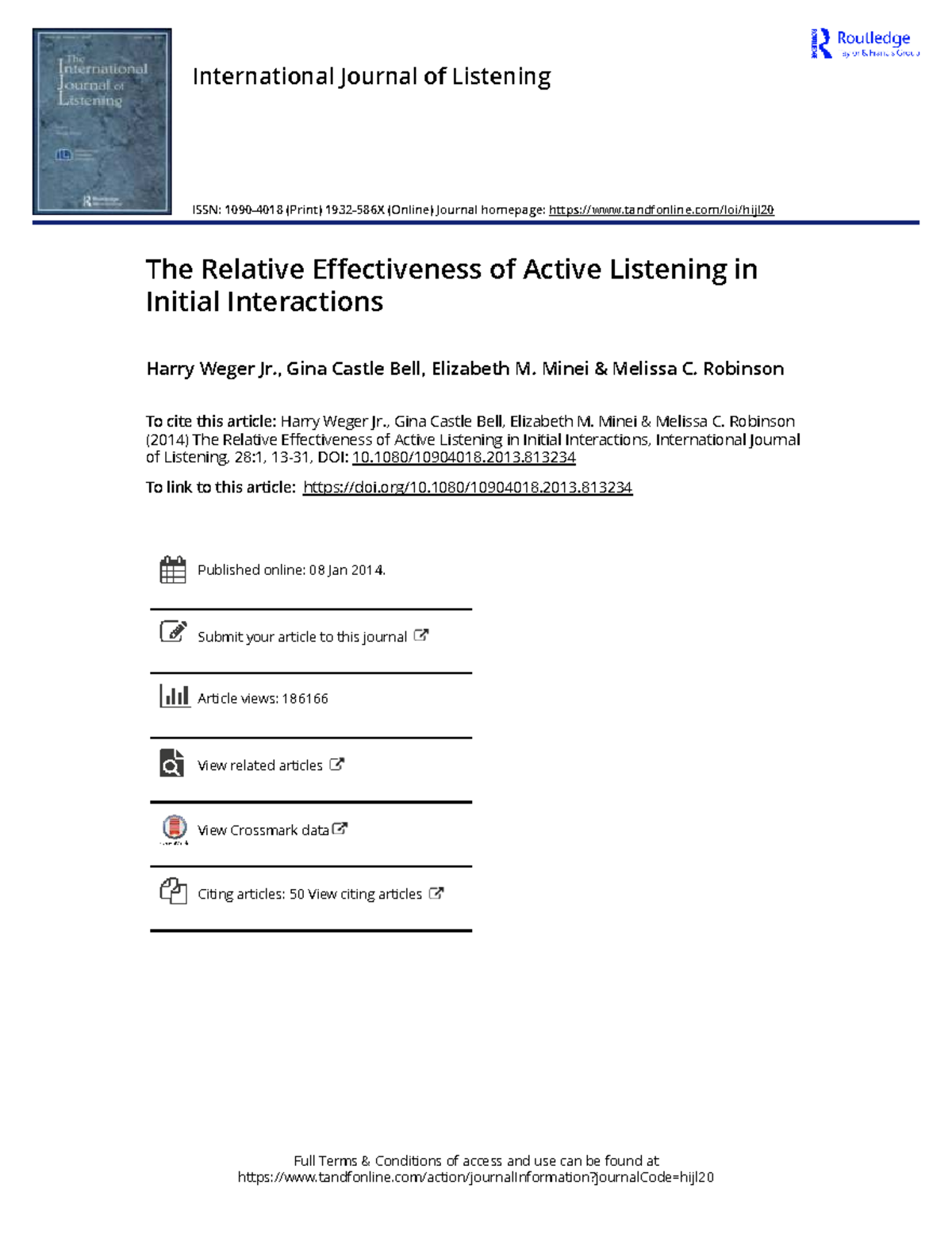 The Relative Effectiveness of Active Listening in Initial Interactions ...
