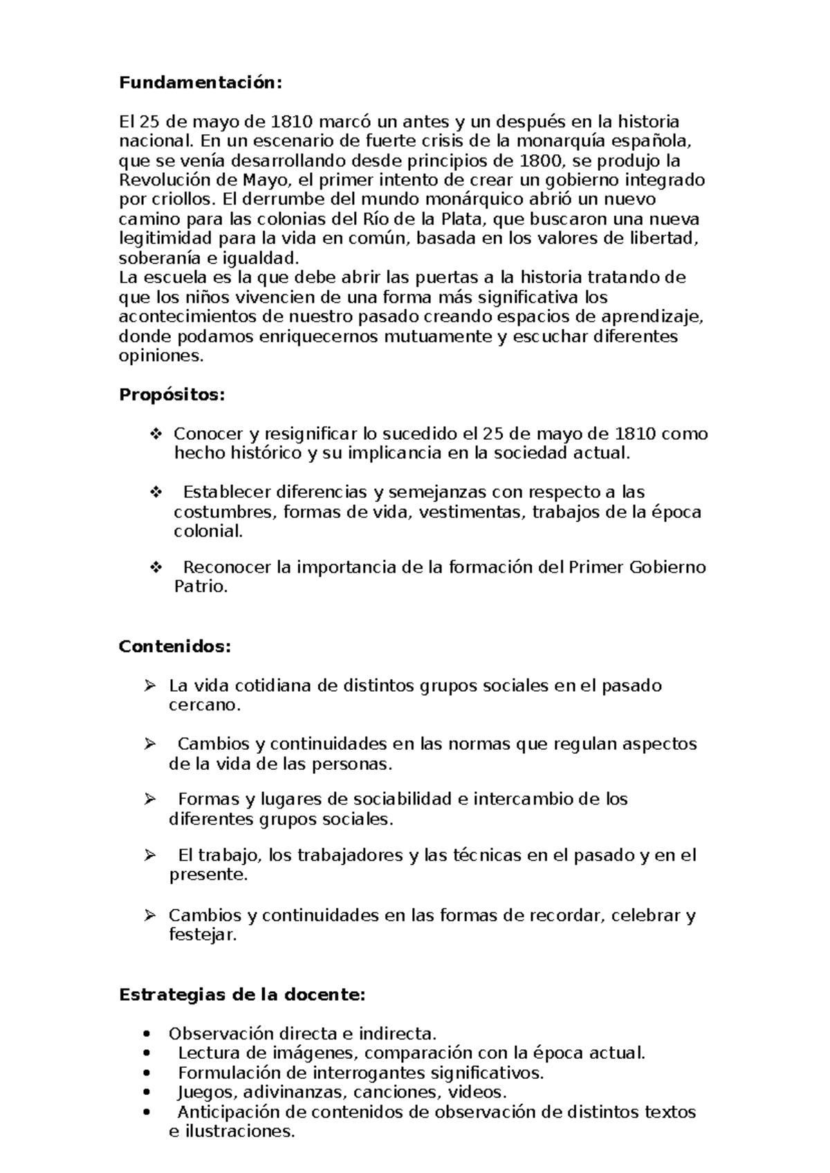 Secuencia Didáctica 25 De Mayo De 1810 Efemérides Históricas Studocu