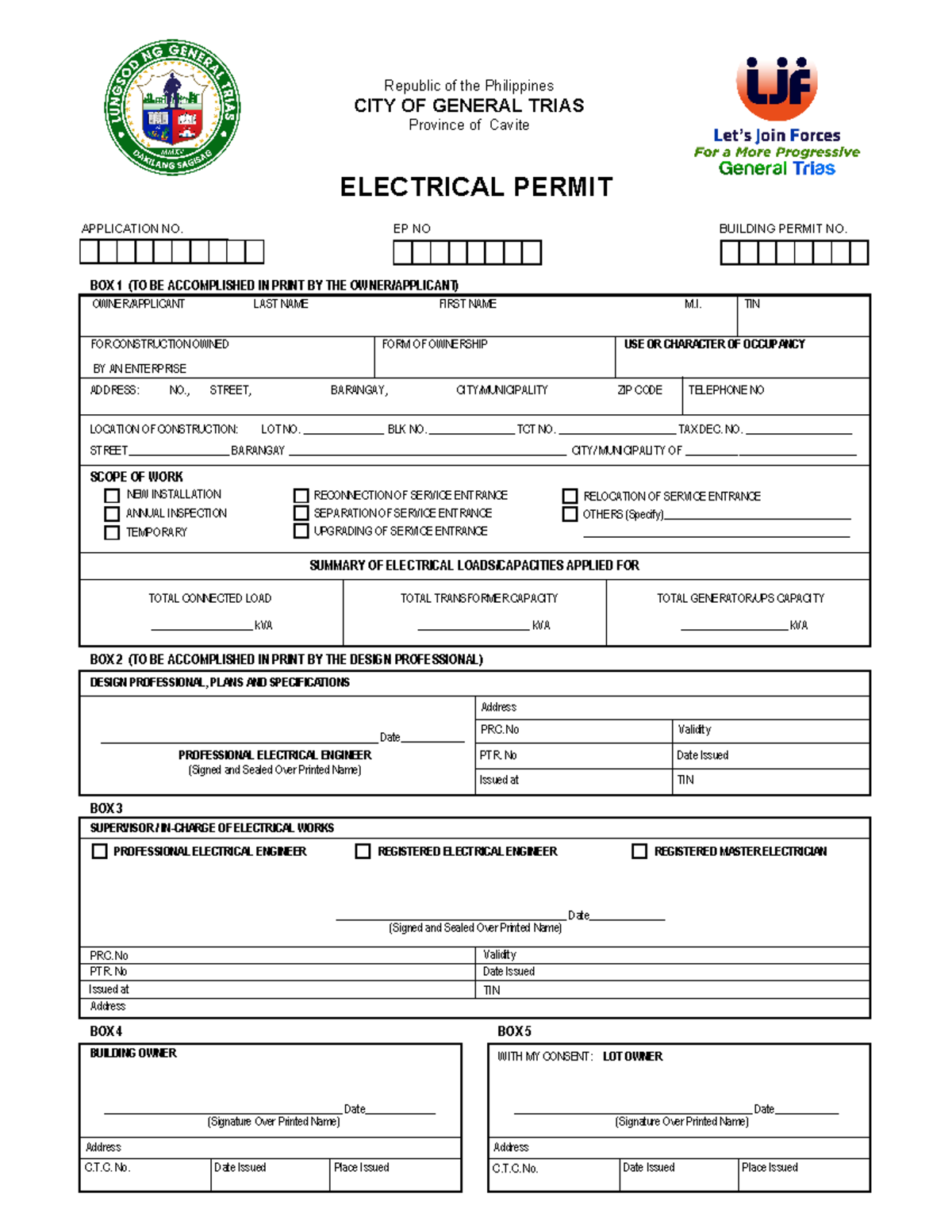 Electrical Permit - dadadada - Republic of the Philippines CITY OF ...