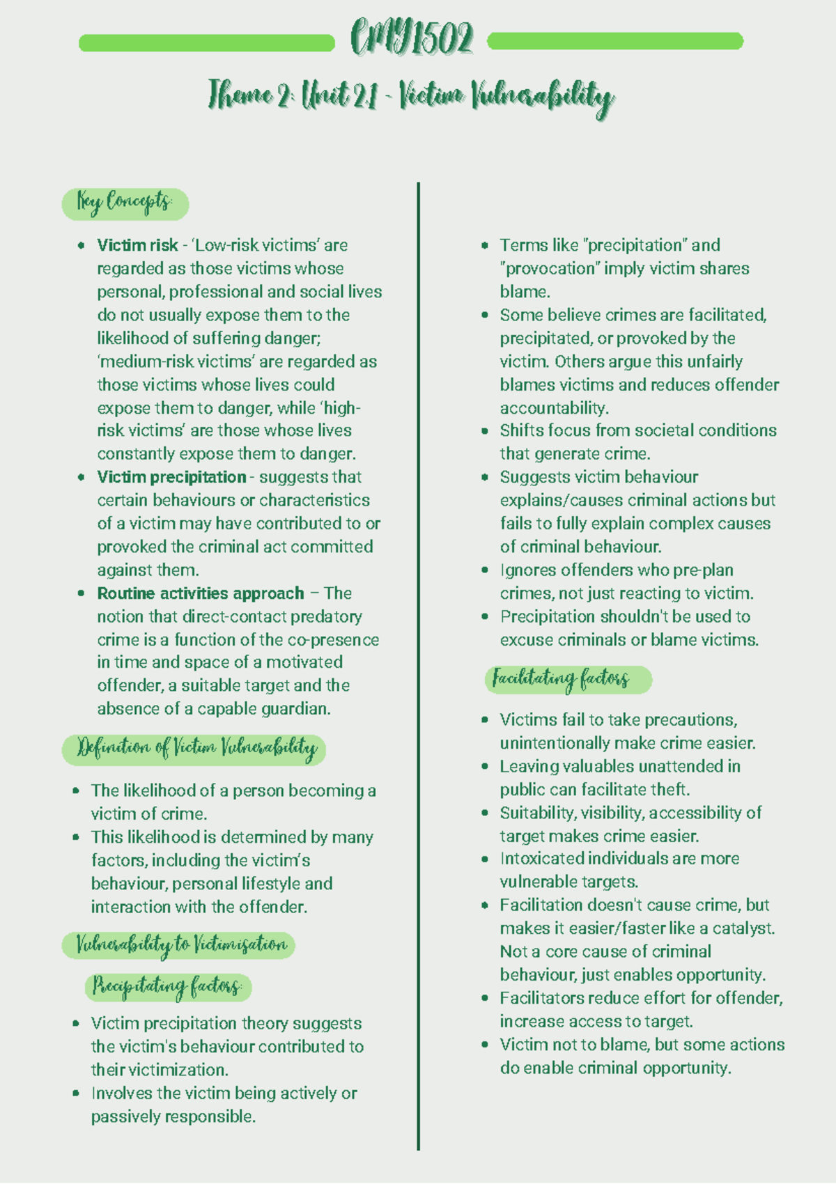 CMY1502 Unit 2.1: Understanding Victim Vulnerability Concepts - Studocu