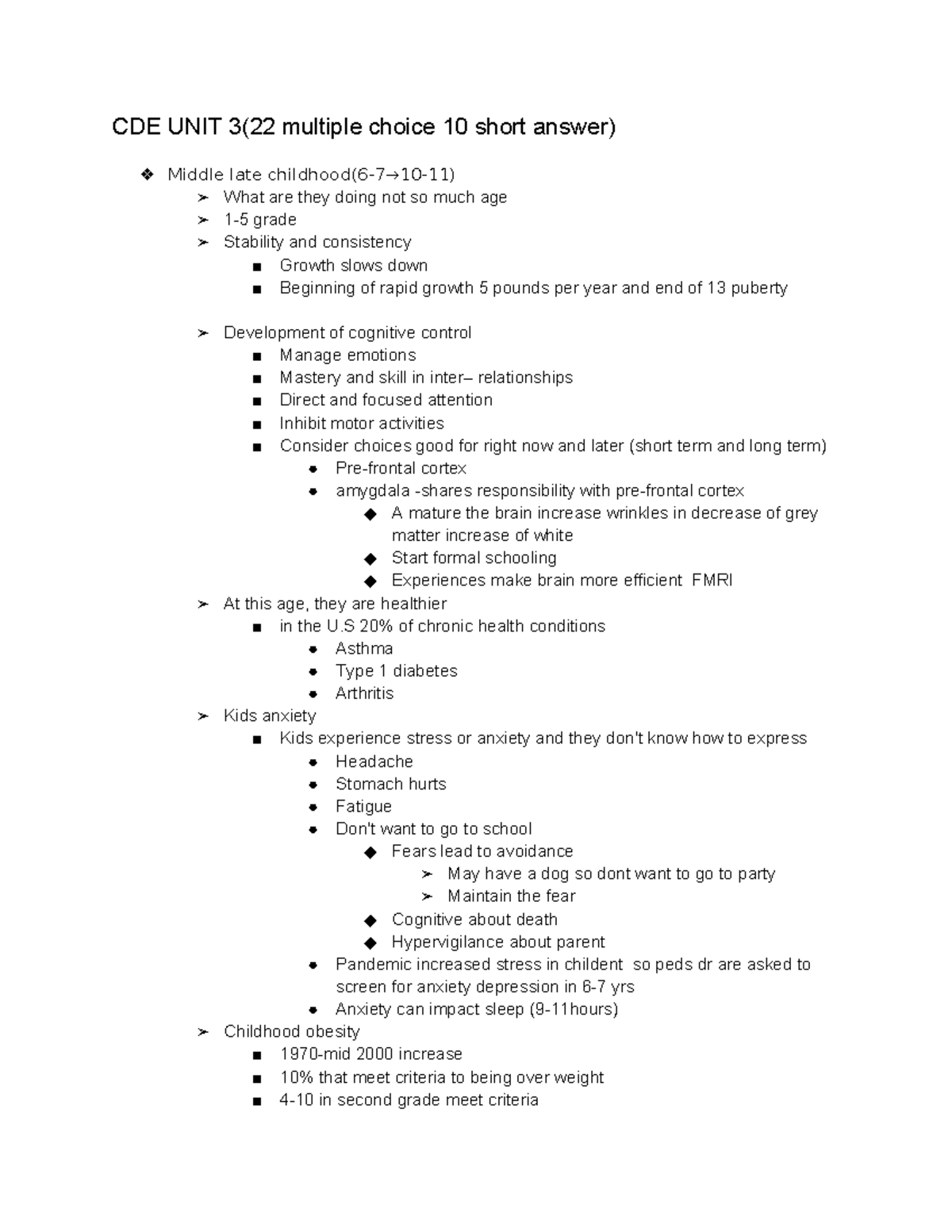 CDE Unit 3: Child Development Insights and Challenges - Studocu