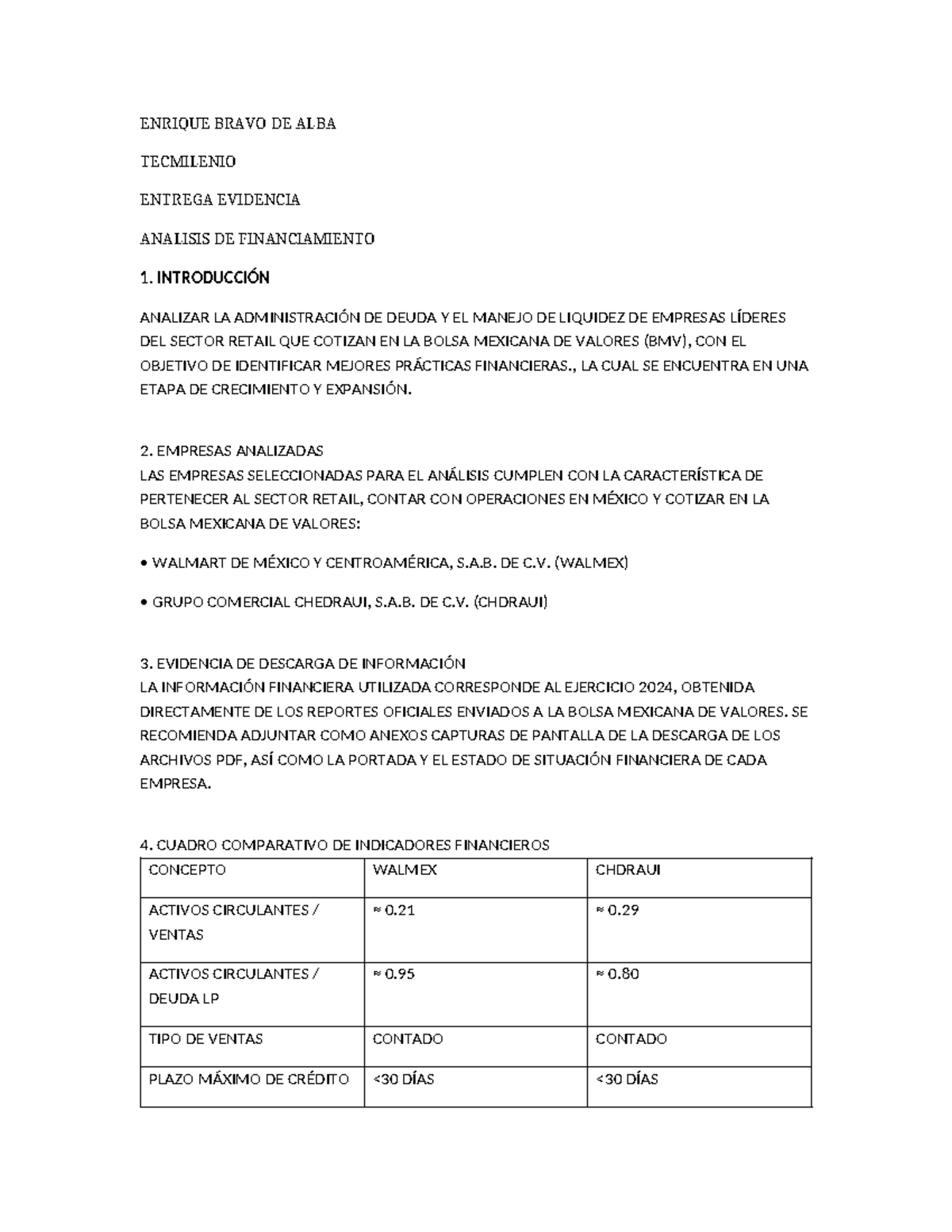 EV Final: Análisis de Financiamiento en Retail BMV - Studocu