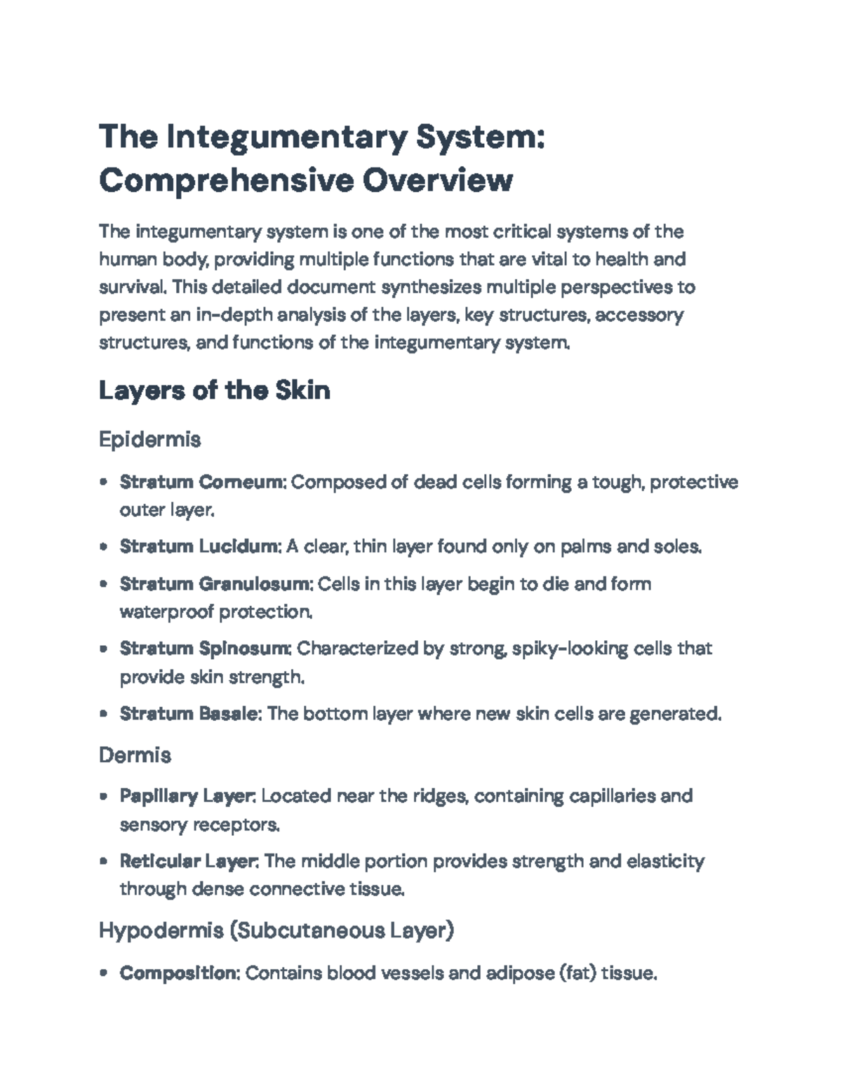 Integumentary System Overview: Structure & Functions - BIO101 Final ...