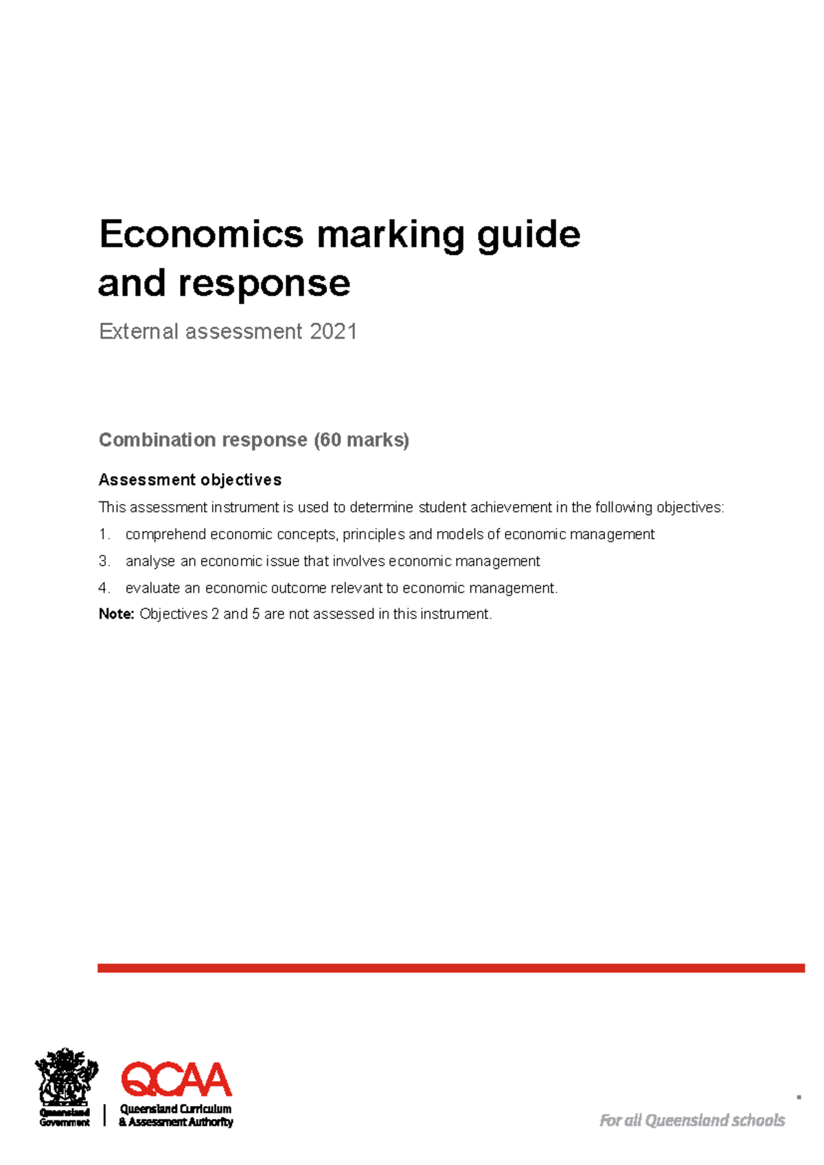 Economics 21 EA Marking Guide & Sample Response for 2021 - Studocu