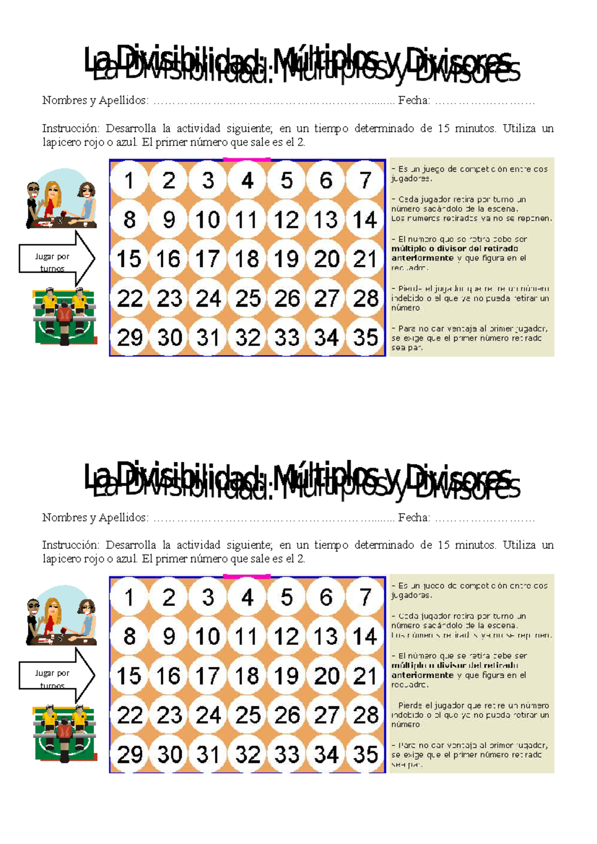 Divisibilidad - MATEMATICAS PARA PRACTICAR - Nombres y Apellidos: - Studocu