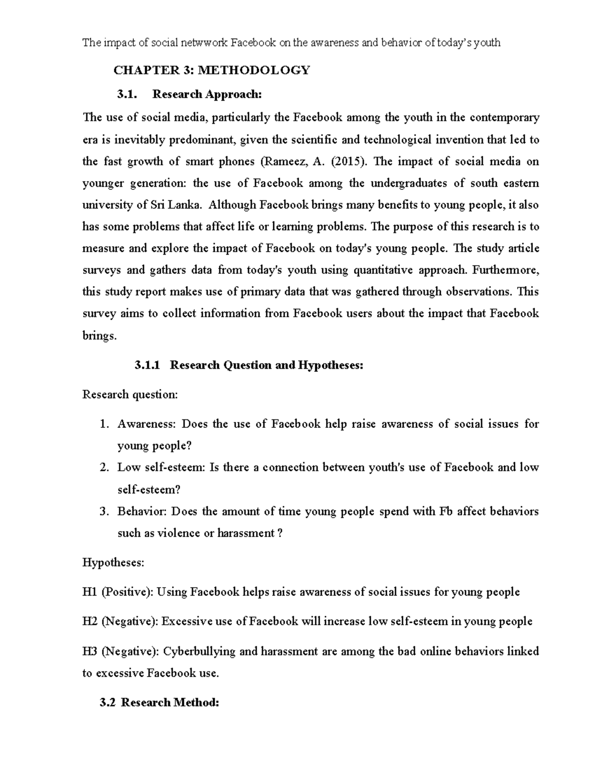 Chapter 4 - Impact of Facebook on Youth Awareness & Behavior - Studocu