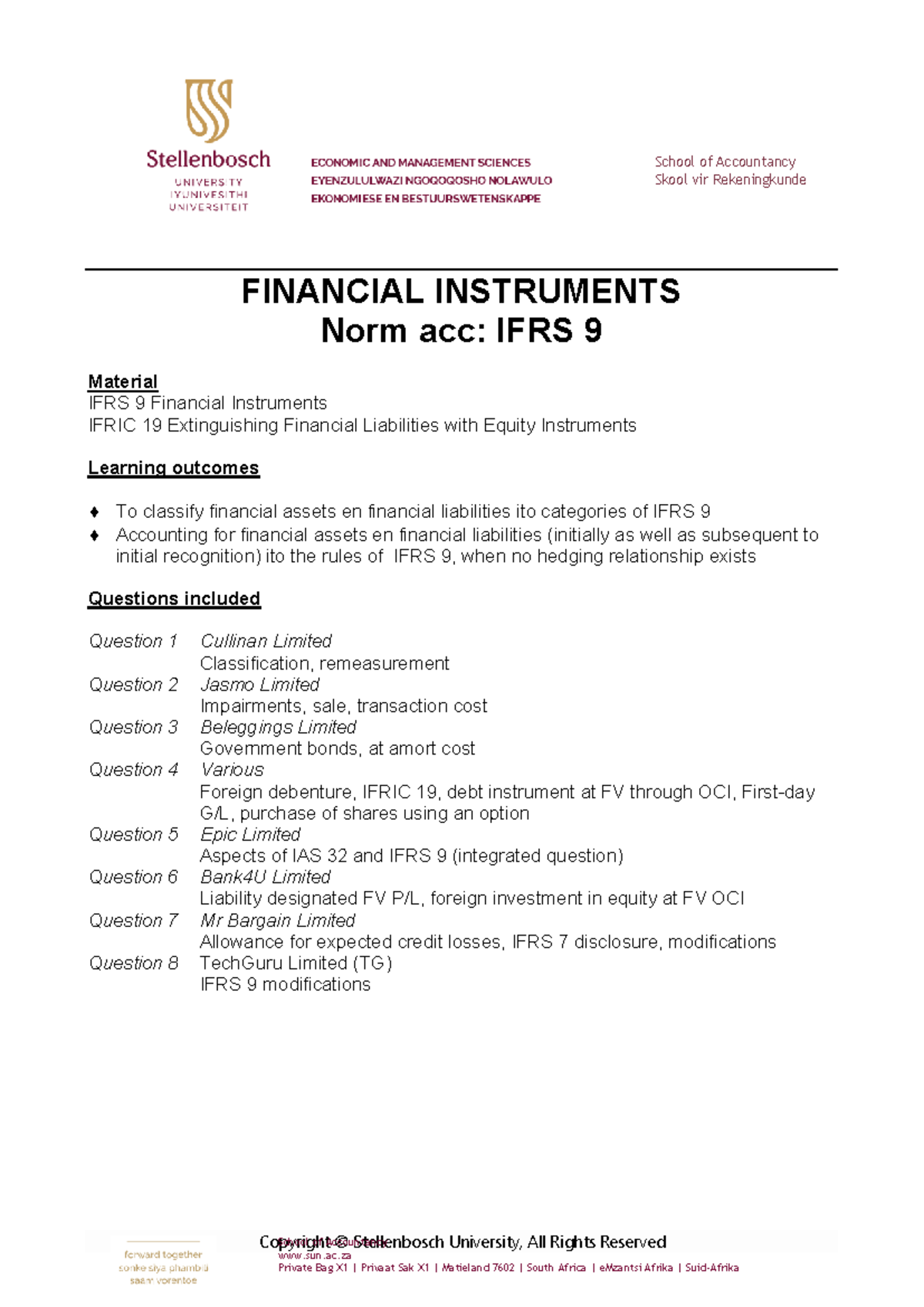 IFRS 9 Financial Instruments: Comprehensive Study Guide and Questions ...