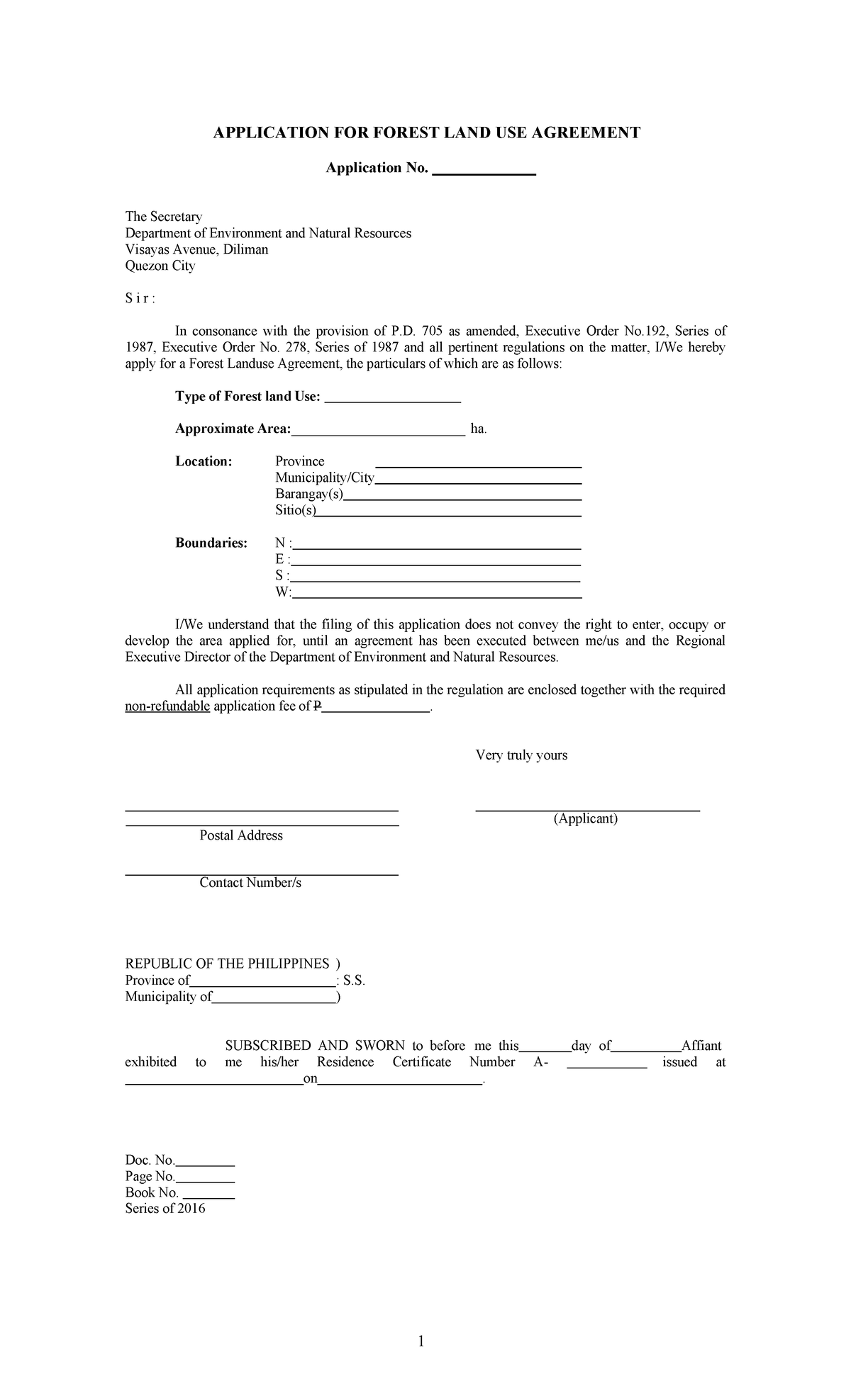 Application for Forest Land Use Agreement (DENR FLAg) - Studocu