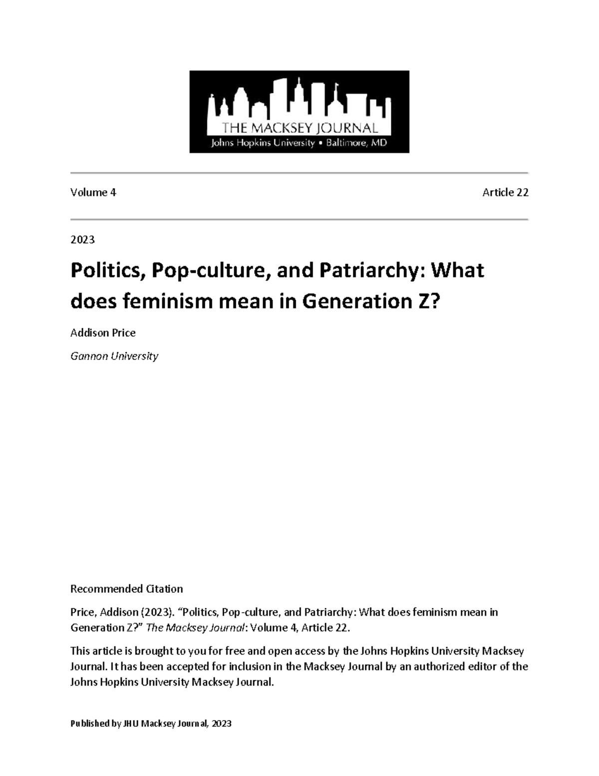 94727 Final Exam: Politics, Pop Culture & Patriarchy in Gen-Z Feminism ...