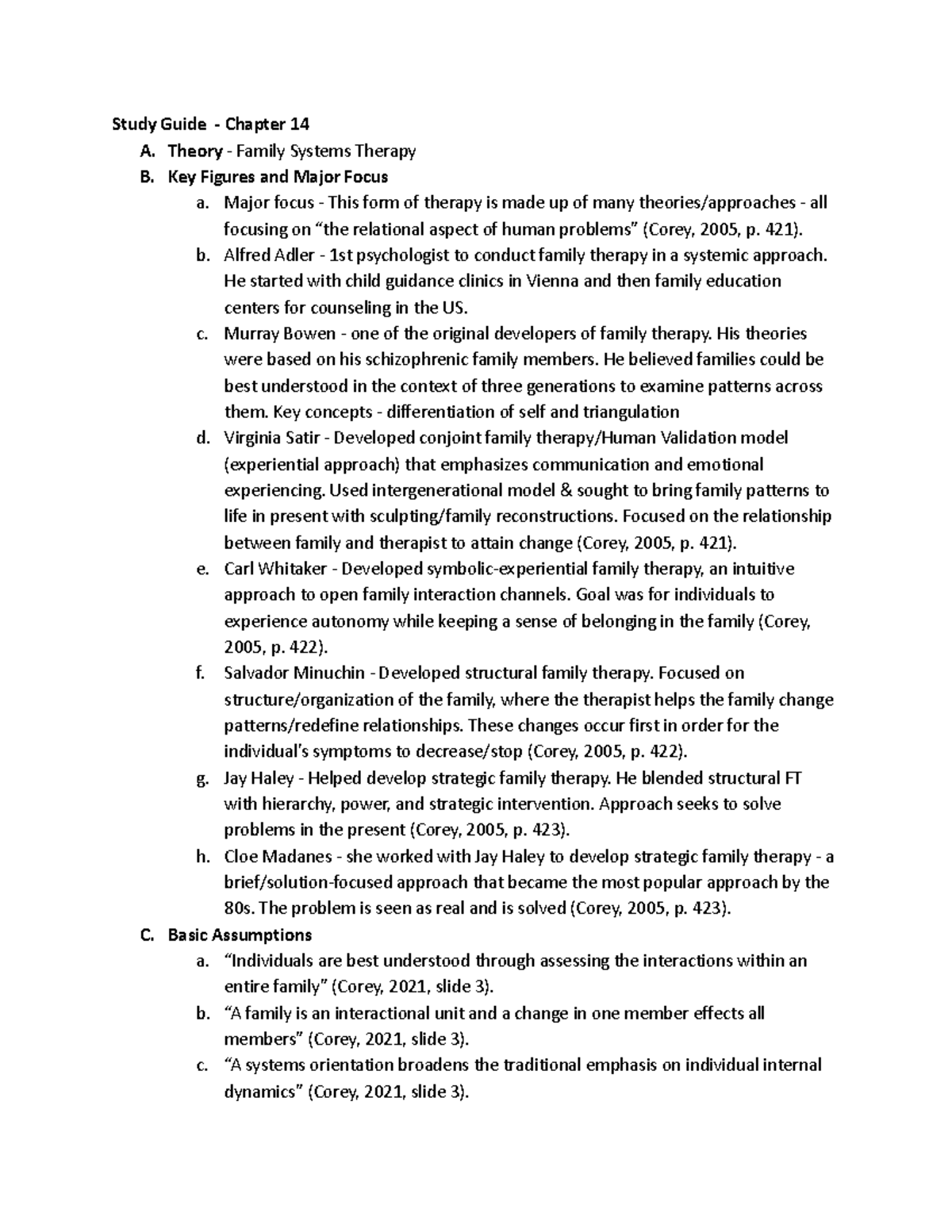 Ch 14 CT Study Guide - Family Systems Therapy Overview - Corey - Studocu