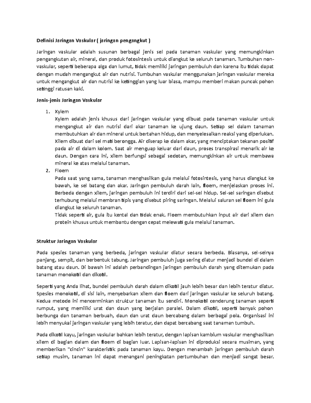 Jaringan Vaskular pada Tumbuhan: Struktur dan Fungsi Pembuluh (Biologi ...