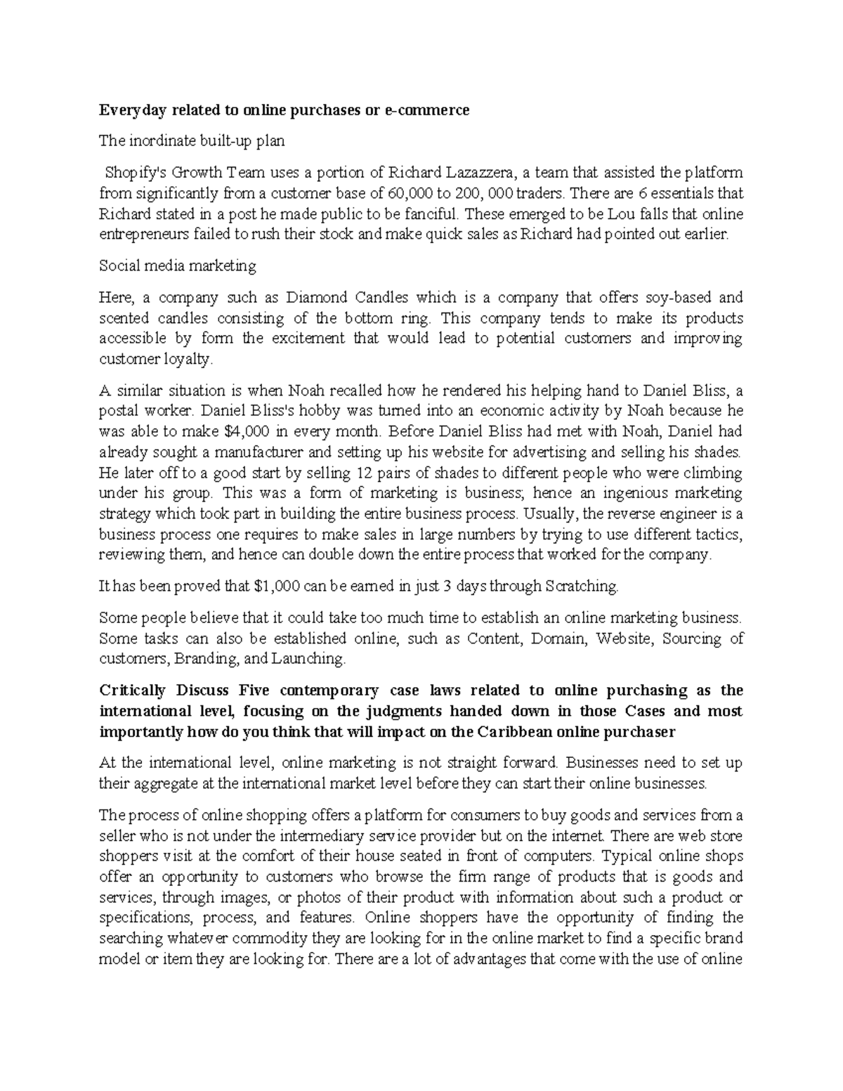 Critical Analysis of Online Purchasing Trends and Case Laws (BUS 101 ...