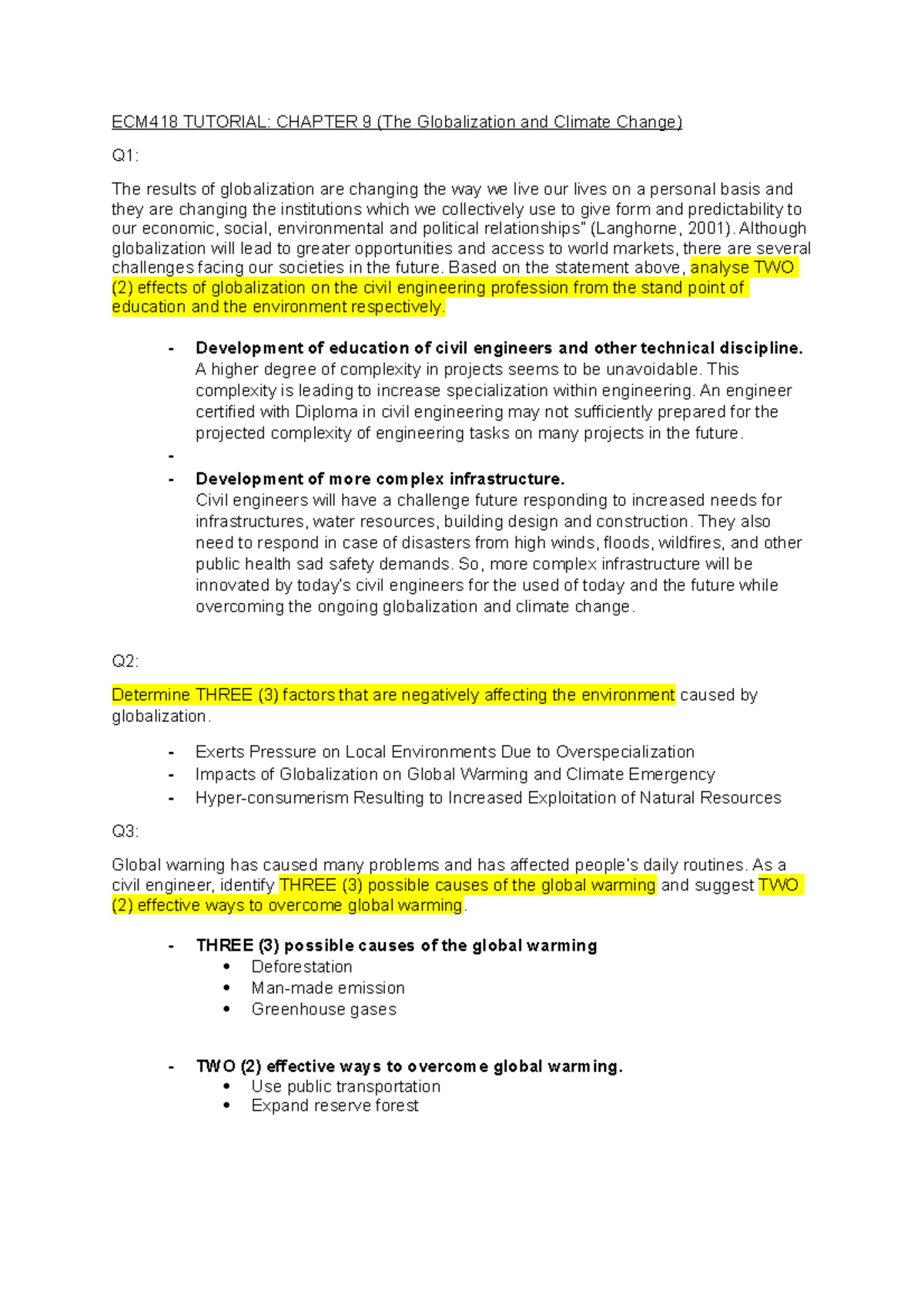 ECM418 Tutorial - CHAPTER 9 - ECM418 TUTORIAL: CHAPTER 9 (The ...