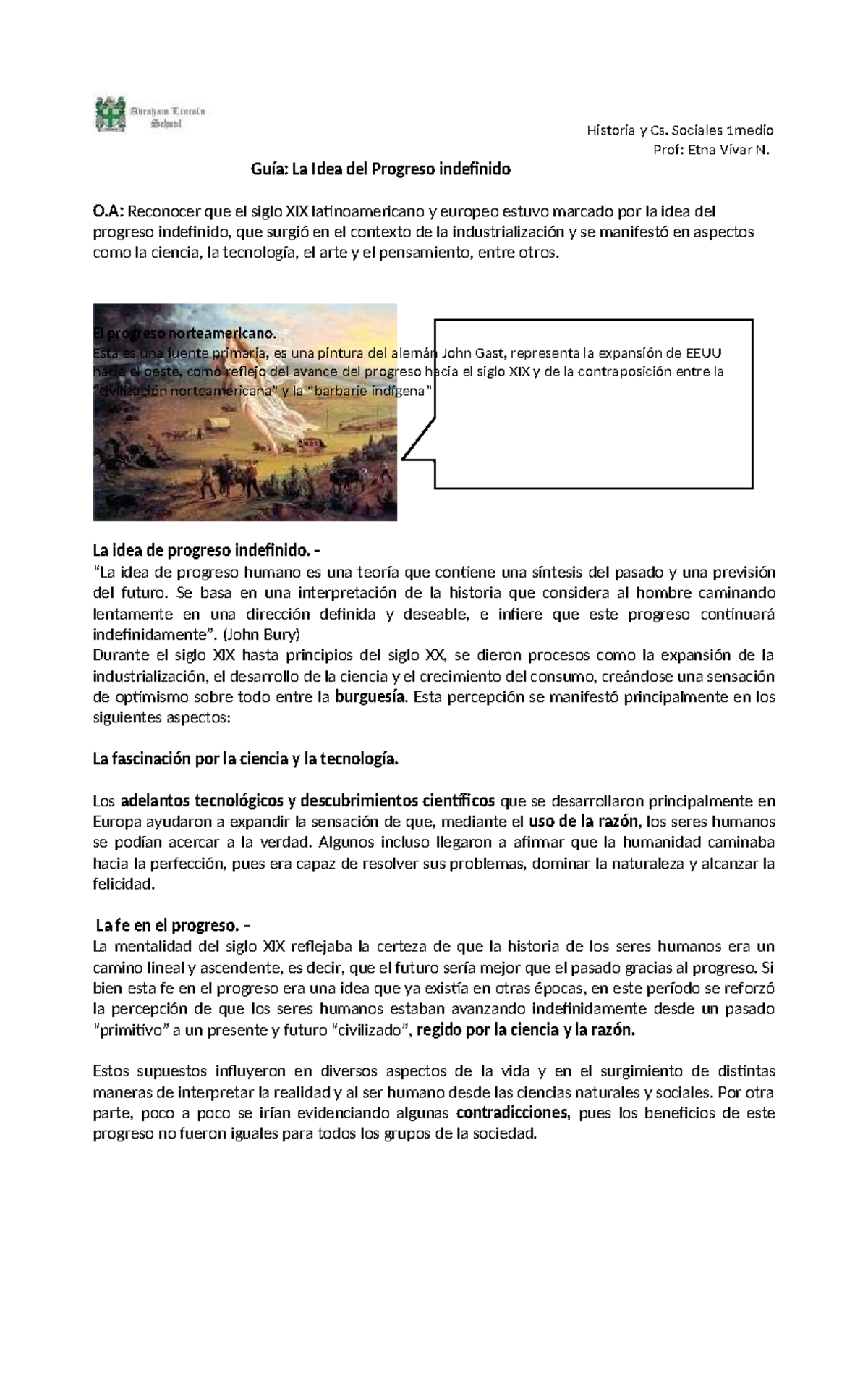 Guía de Progreso Indefinido para Historia y Cs. Sociales 1 Medio - Studocu