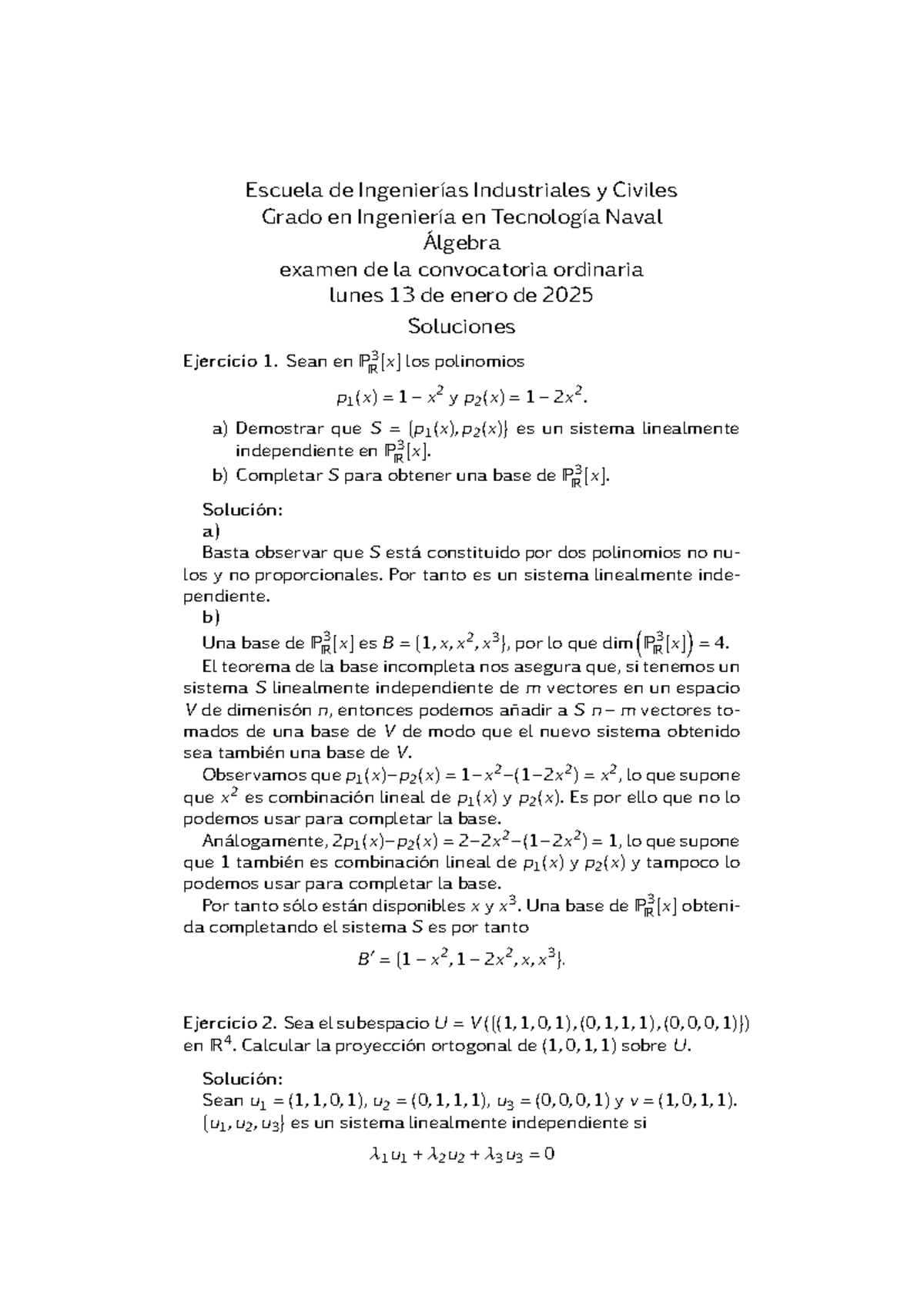 Examen Ordinario de Álgebra - Grado en Ingeniería en Tecnología Naval ...
