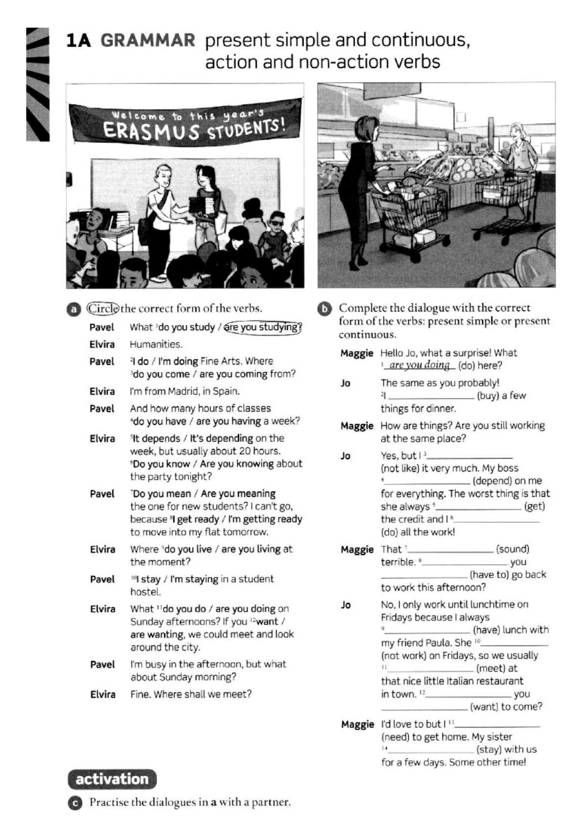 U1 Action and Non-action verbs - FP - 1A GRAMMAR present simple and continuous, action and verbs ...
