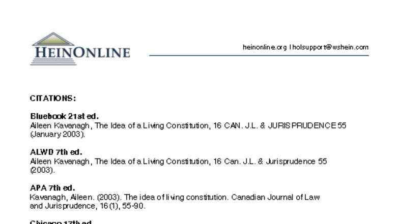 CITATIONS: Bluebook, ALWD, APA, Chicago, MLA, OSCOLA - Kavanagh's 'The ...