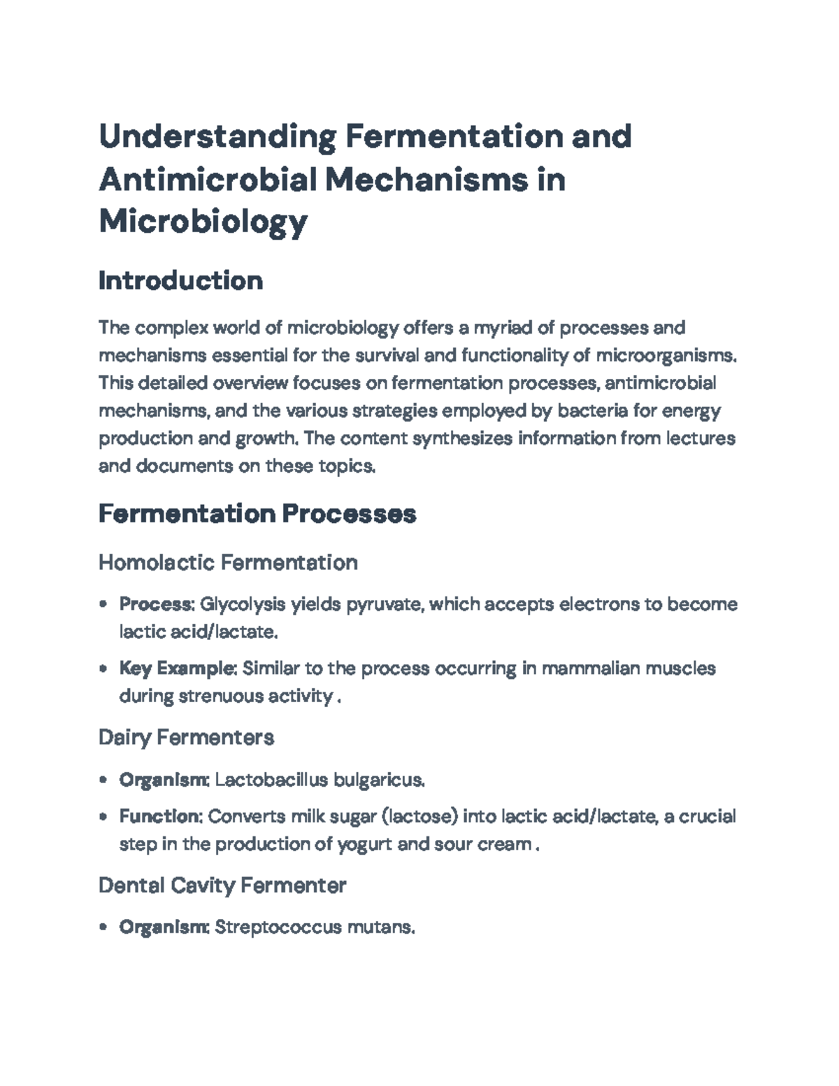 Understanding Fermentation and Antimicrobial Mechanisms in Microbiology - Understanding ...