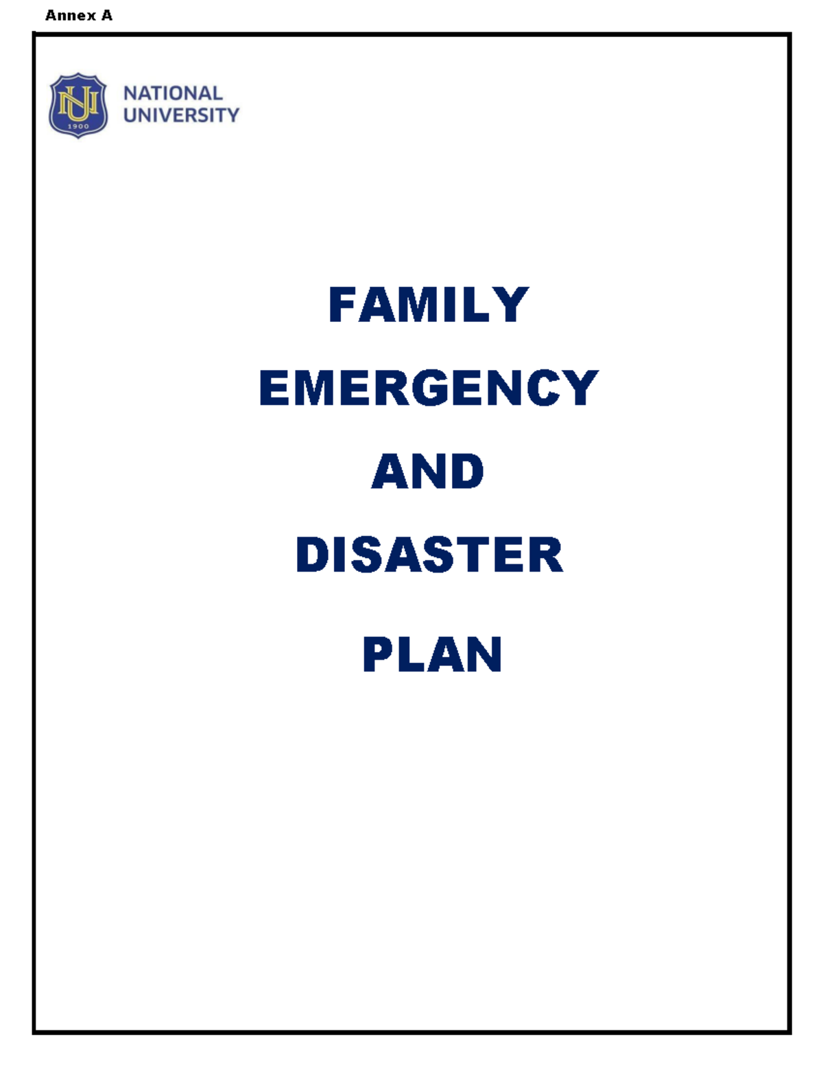 Family Emergency Plan Template for NSTP 2023 - 104258 - Studocu