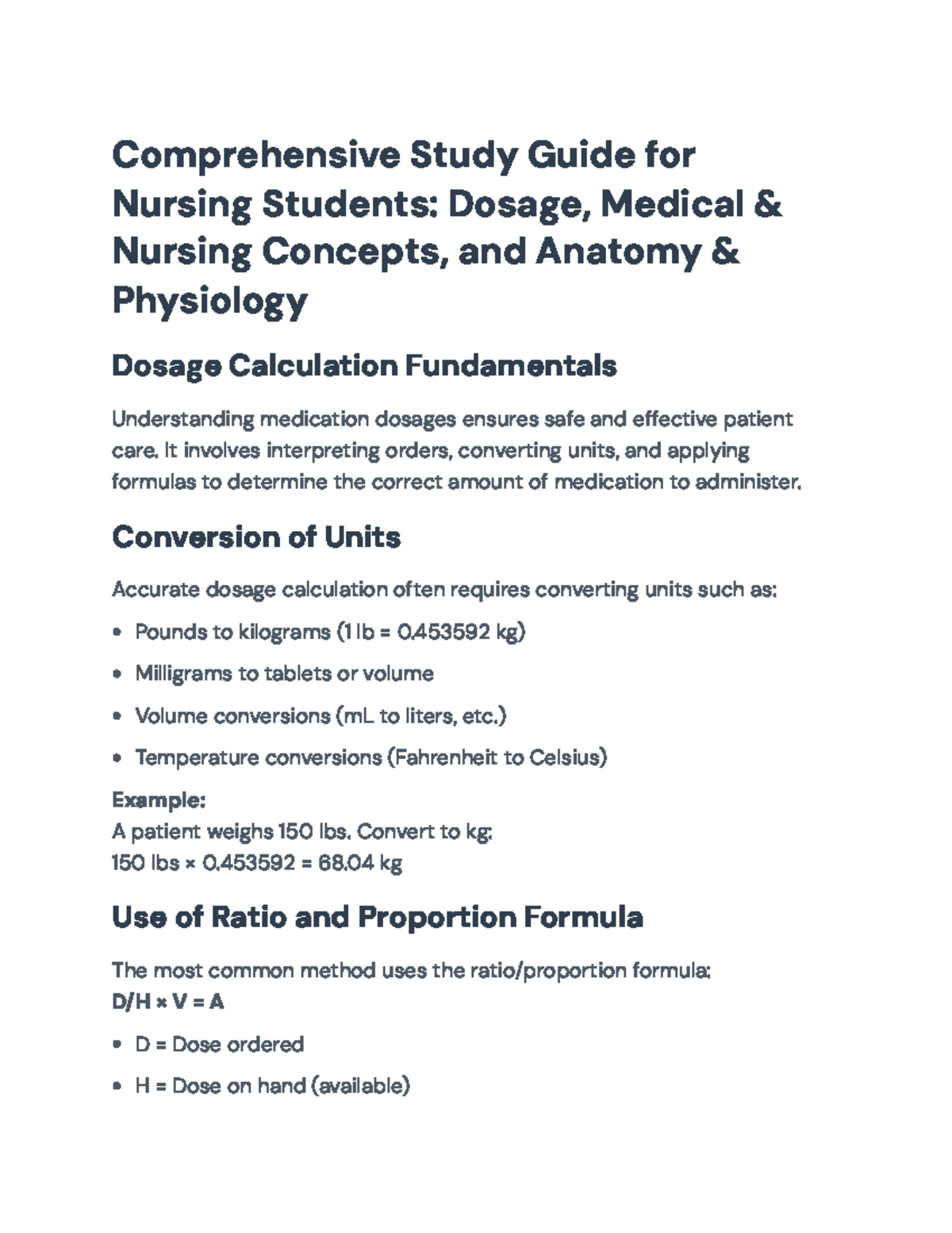 Comprehensive HESI® A2 Nursing Study Guide: Dosage Calculations ...