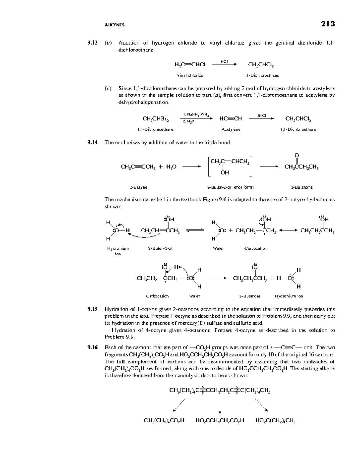 213 Organic Chemistry 4th Ed: Alkyne Reactions & Hydration Solutions ...