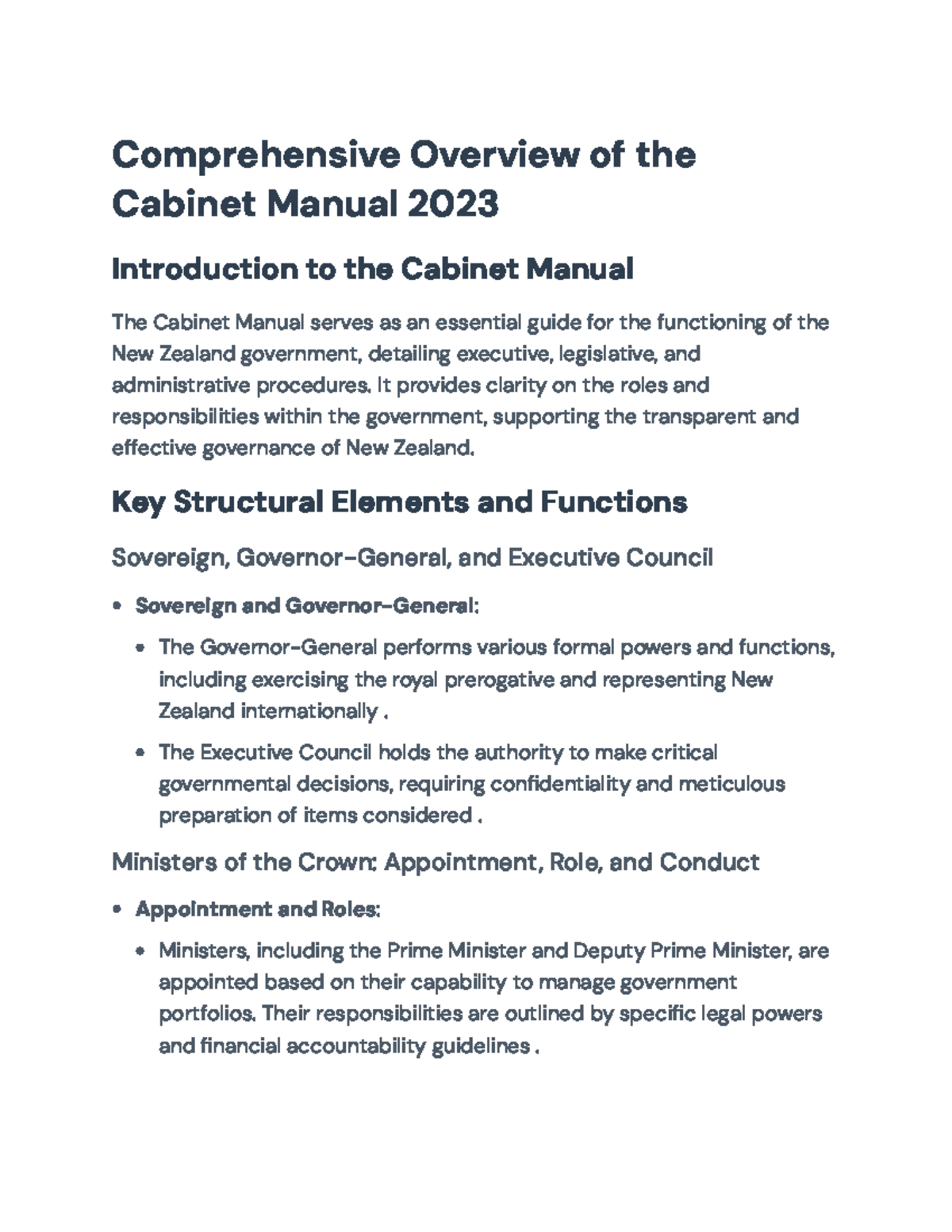 Cabinet Manual 2023: Governance Framework for New Zealand's Executive ...