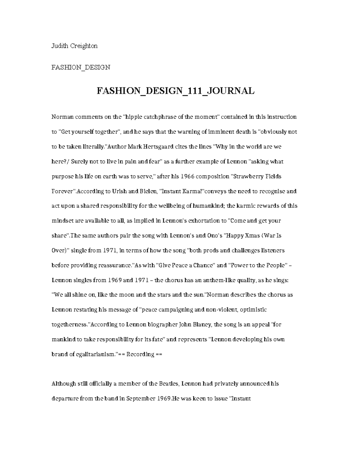 Fashion Design 111: Analysis of Cultural Impact Through Music Journal ...