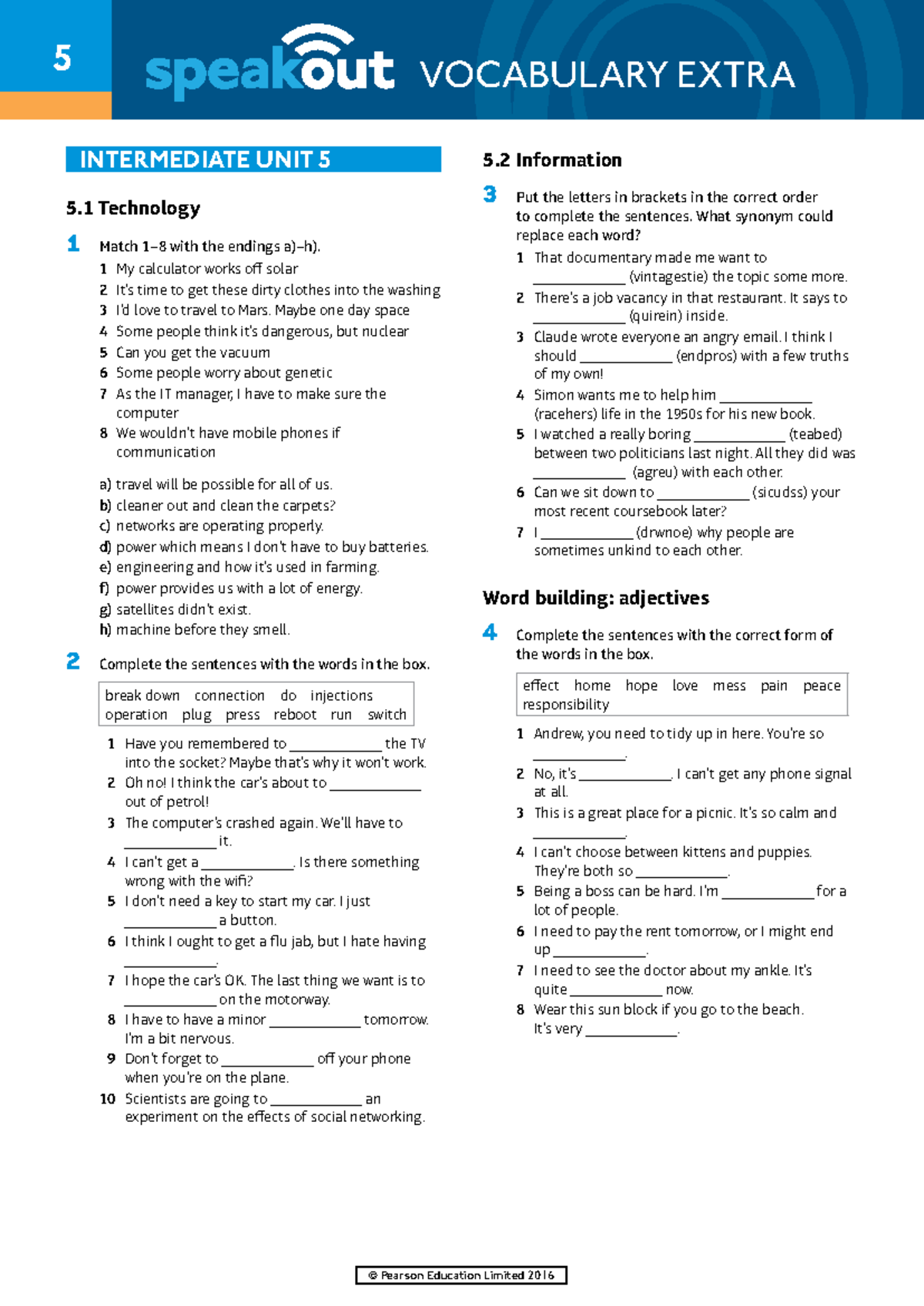 Speakout Vocabulary Extra: Intermediate Unit 5 Insights - Studocu